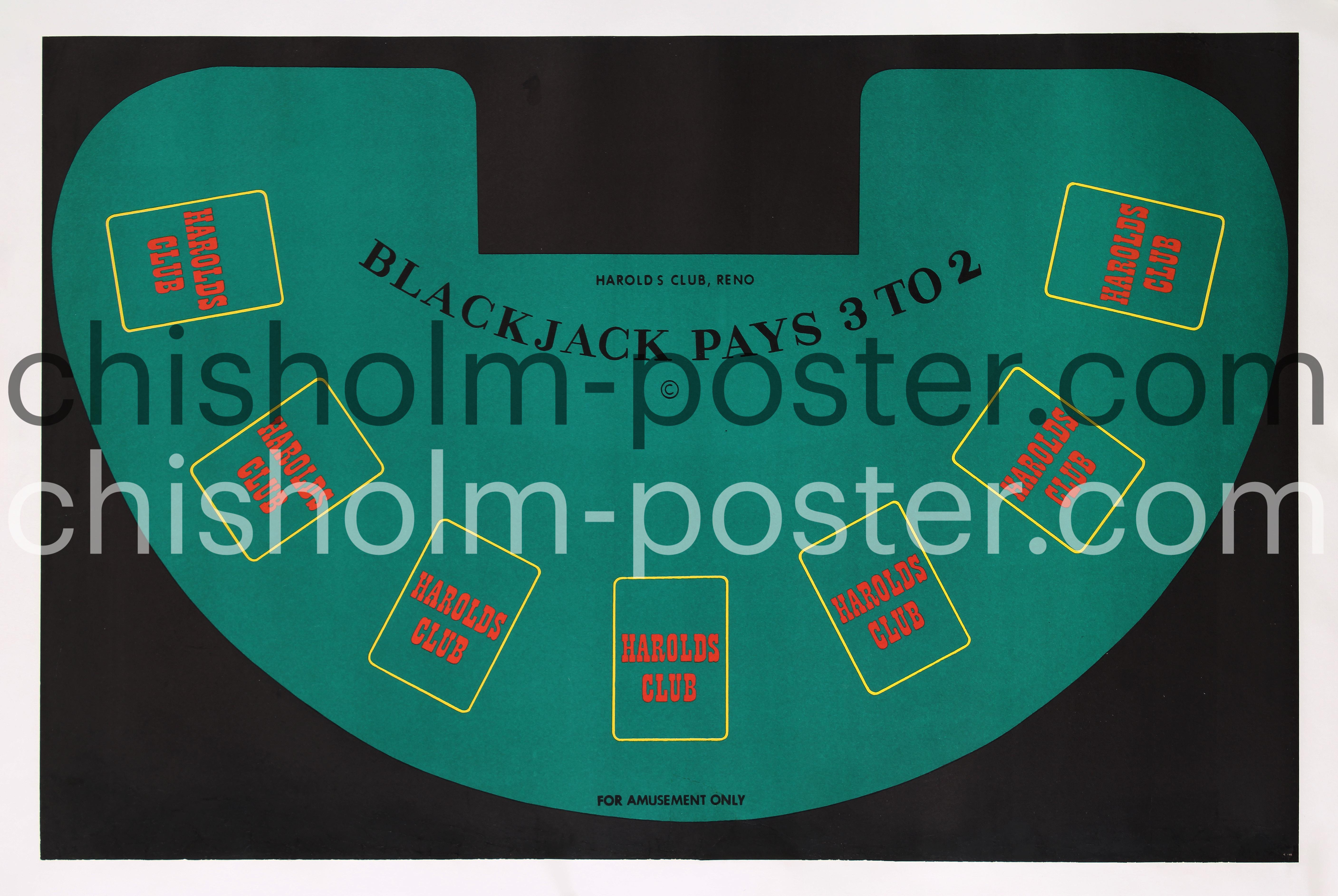 Harolds Club Reno - BlackJack Pays 3 to 2 | Original Vintage Poster | Chisholm Larsson Gallery