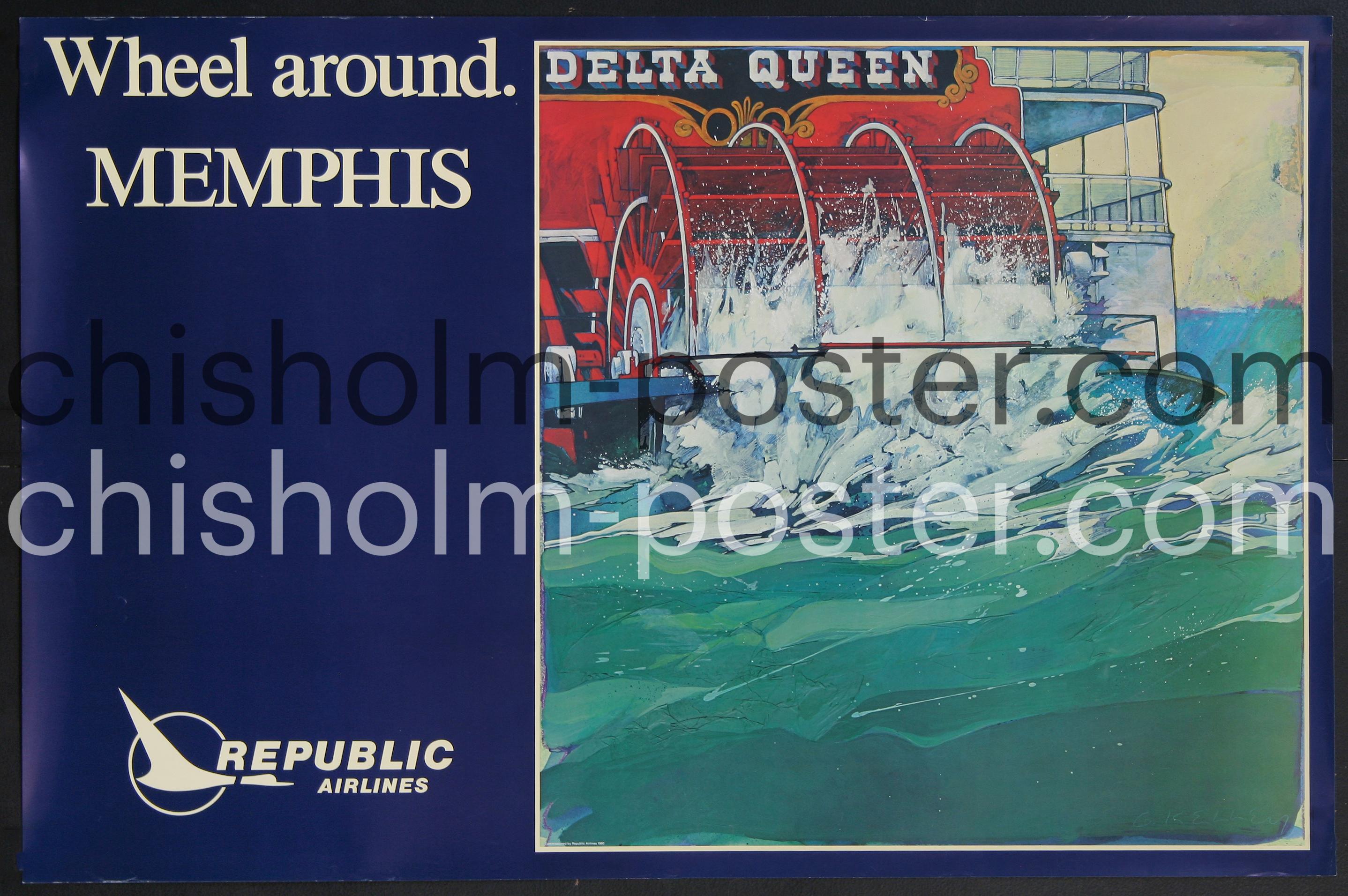 Republic Airlines - Memphis (Wheel Around) | Original Vintage Poster ...