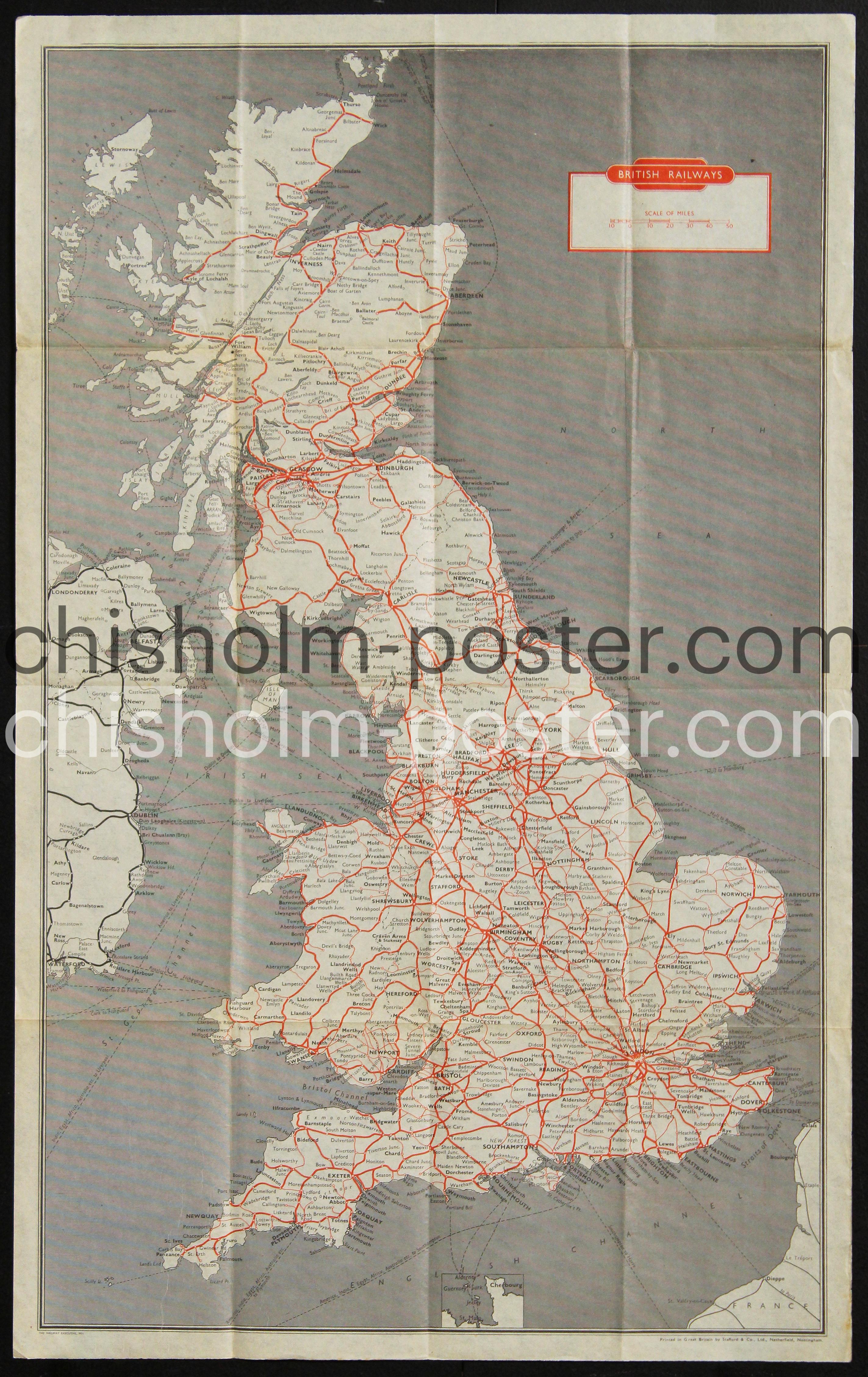 British Railways Route Map 1950 | Original Vintage Poster | Chisholm ...