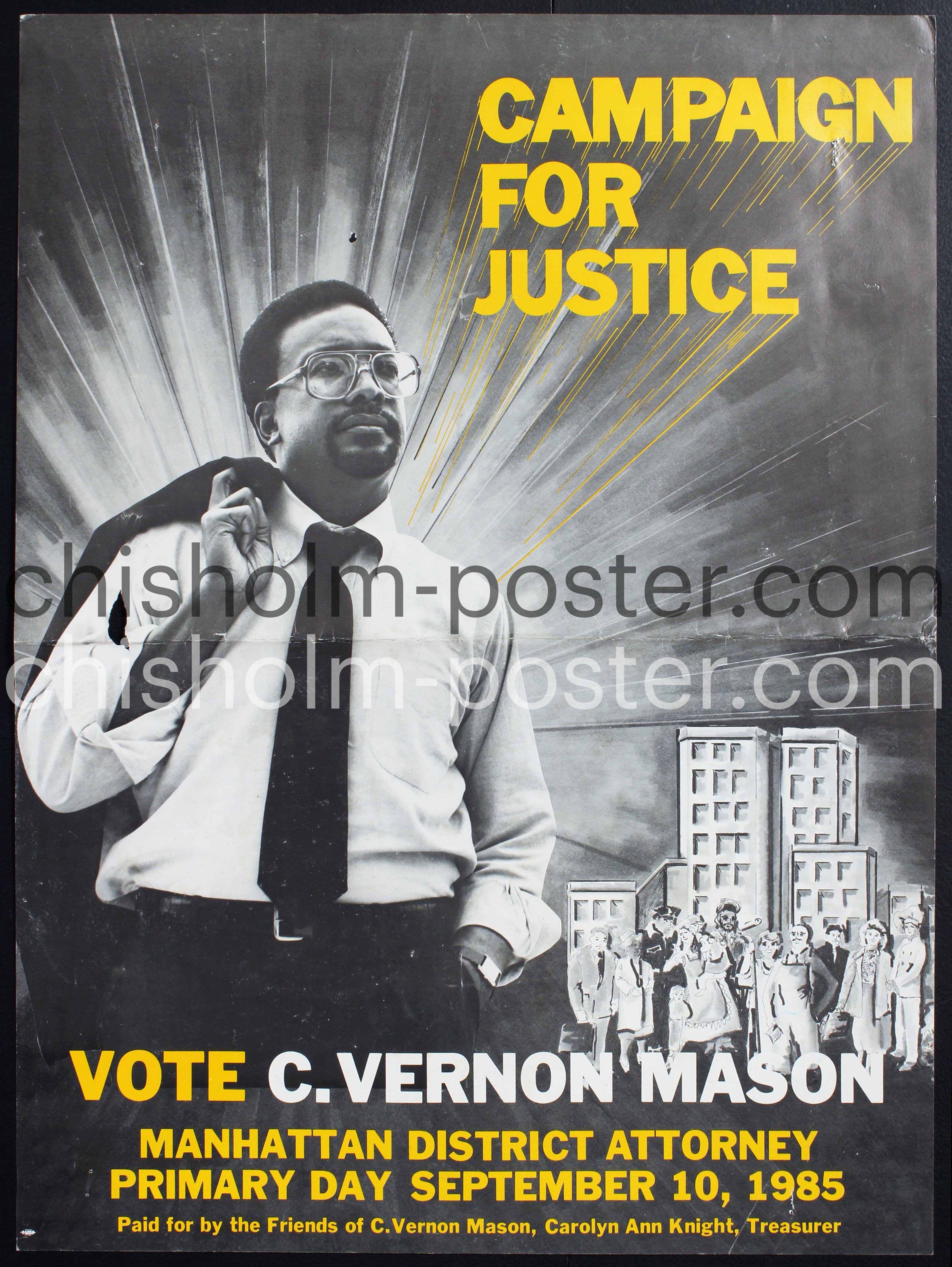 Vote C. Vernon Mason - Campaign for Justice | Original Vintage Poster ...