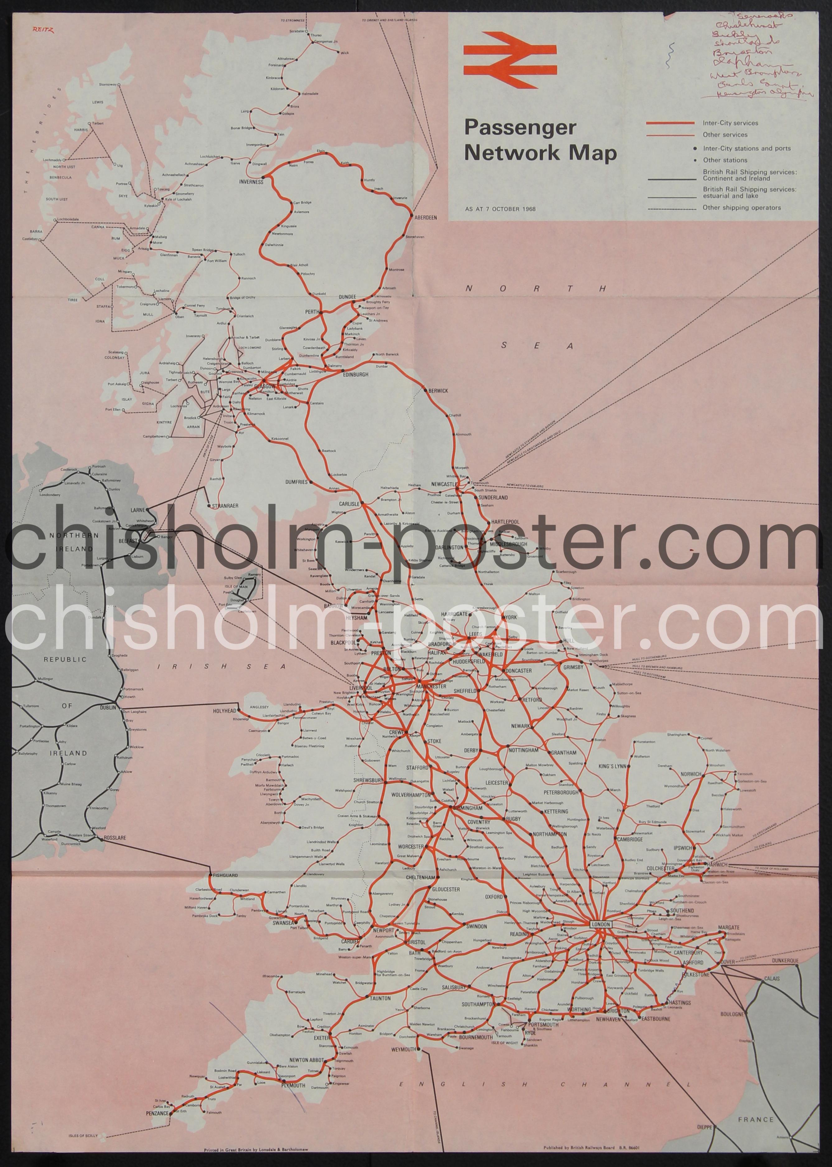 Passenger Network Map - October 1968 - British Railways/ British Rail ...