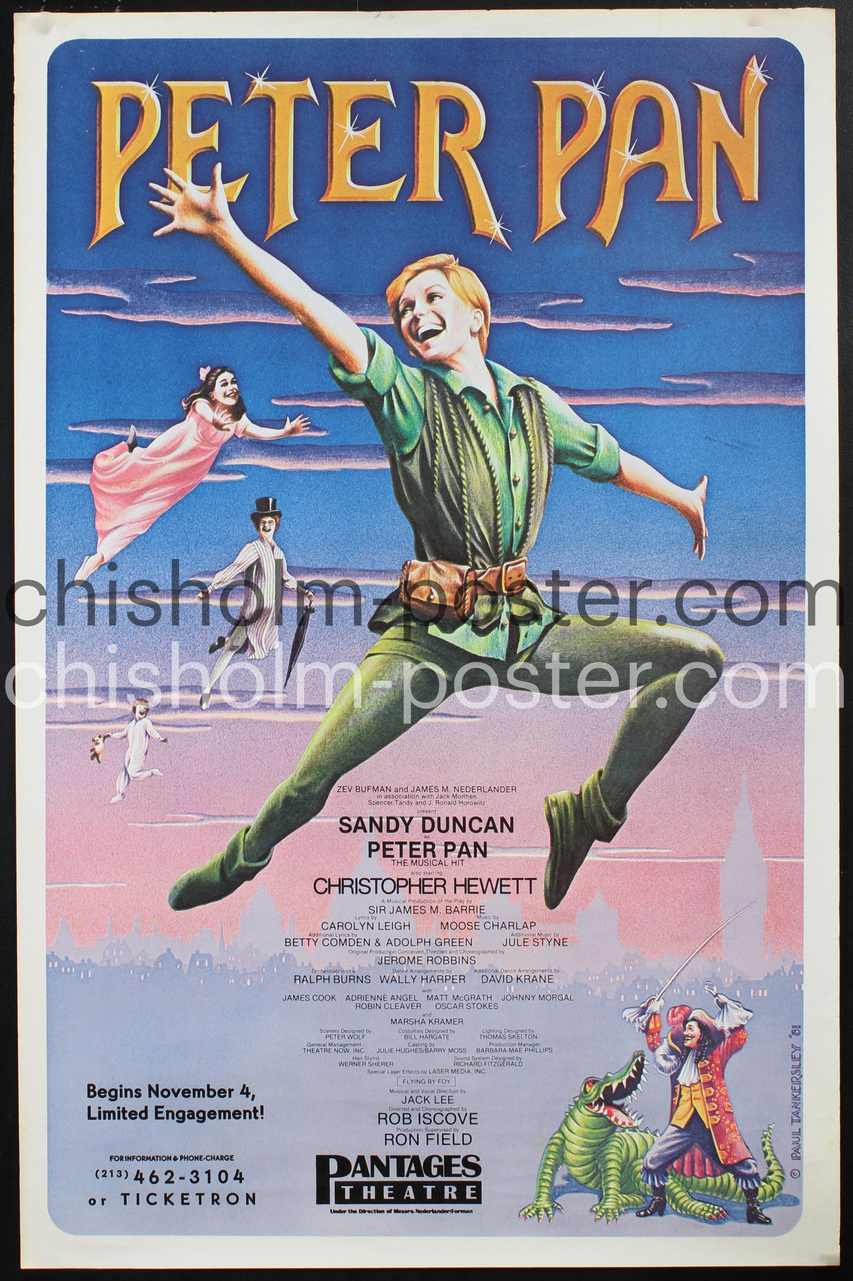 Peter Pan - Pantages Theatre - Sandy Duncan as Peter Pan | Original Vintage Poster | Chisholm ...