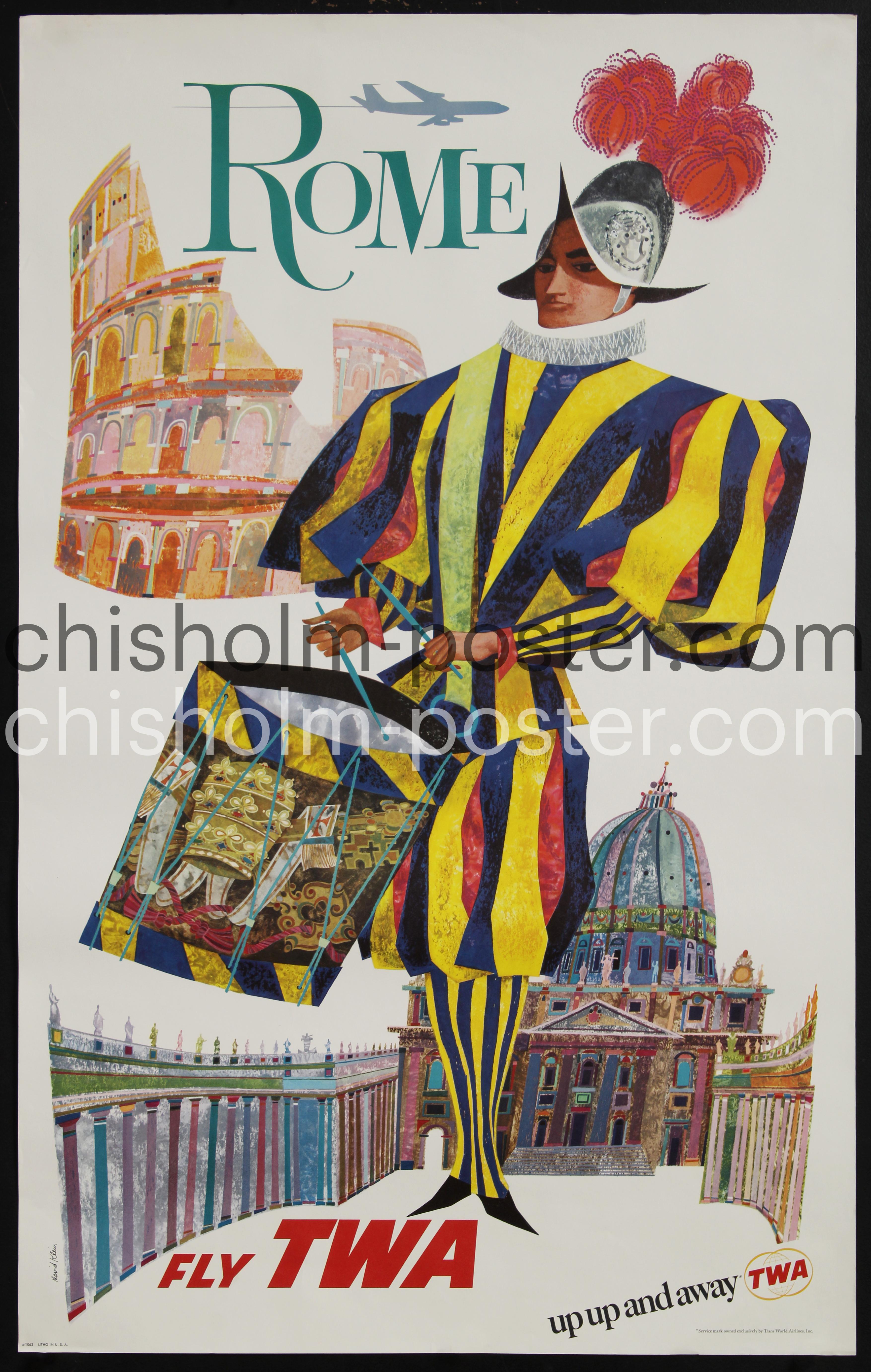 Rome - Fly TWA (Up up and away TWA) | Original Vintage Poster ...