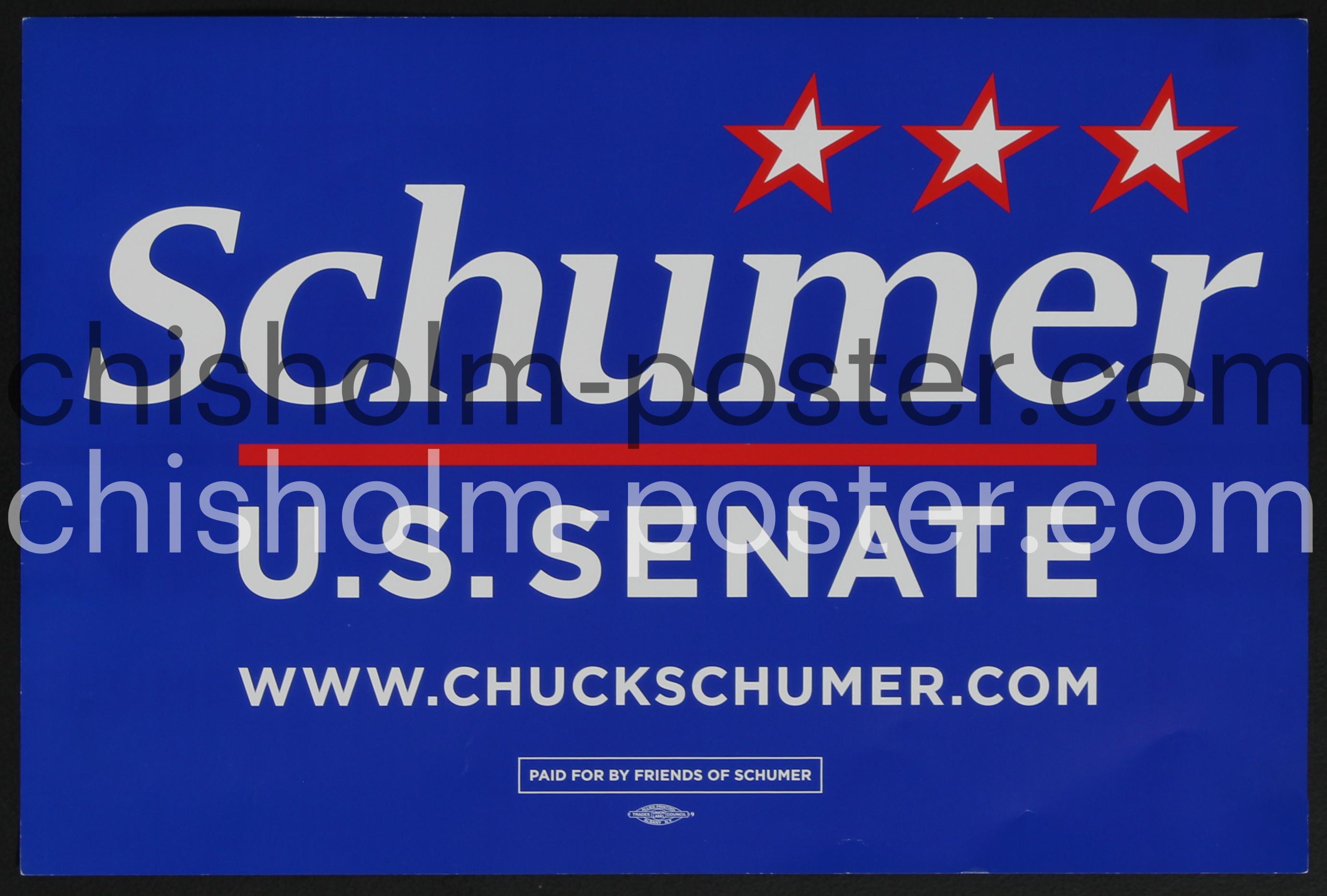 Schumer U.S. Senate (Chuck Schumer Senate Elections Campaign Card ...