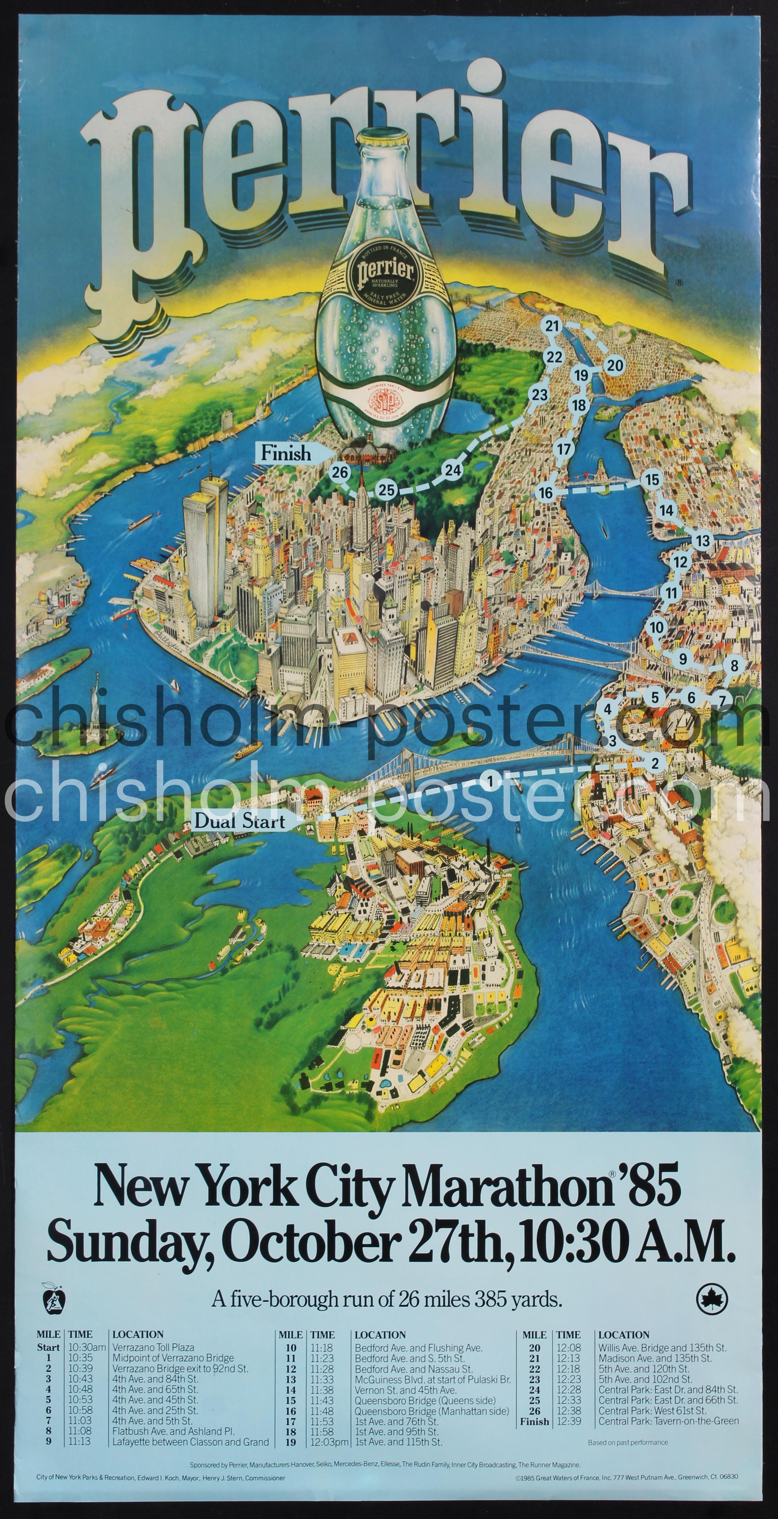Perrier - New York City Marathon 1985 | Original Vintage Poster | Chisholm Larsson Gallery