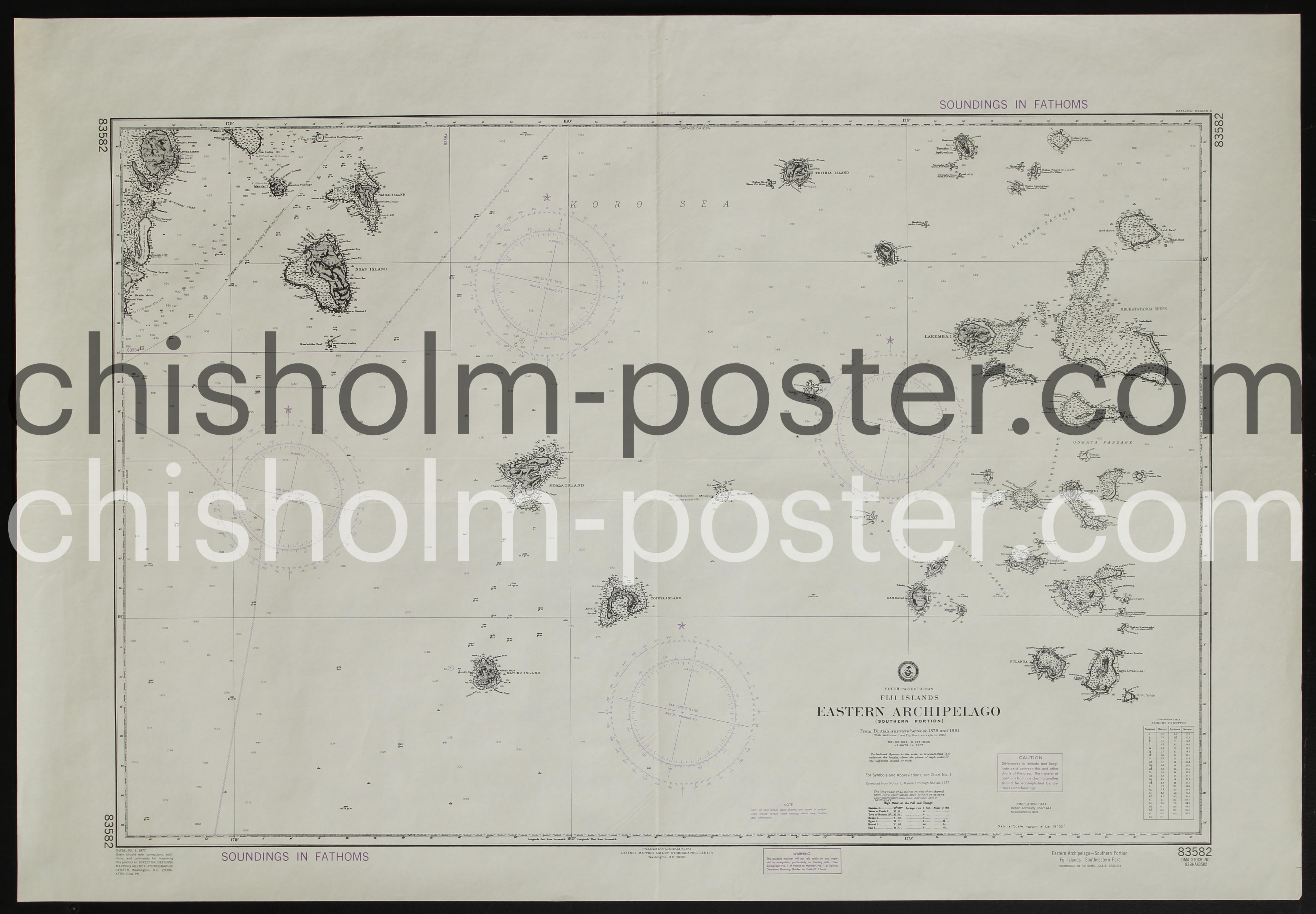 EASTERN ARCHIPELAGO - Fiji Islands - South Pacific Ocean (Nautical Map ...