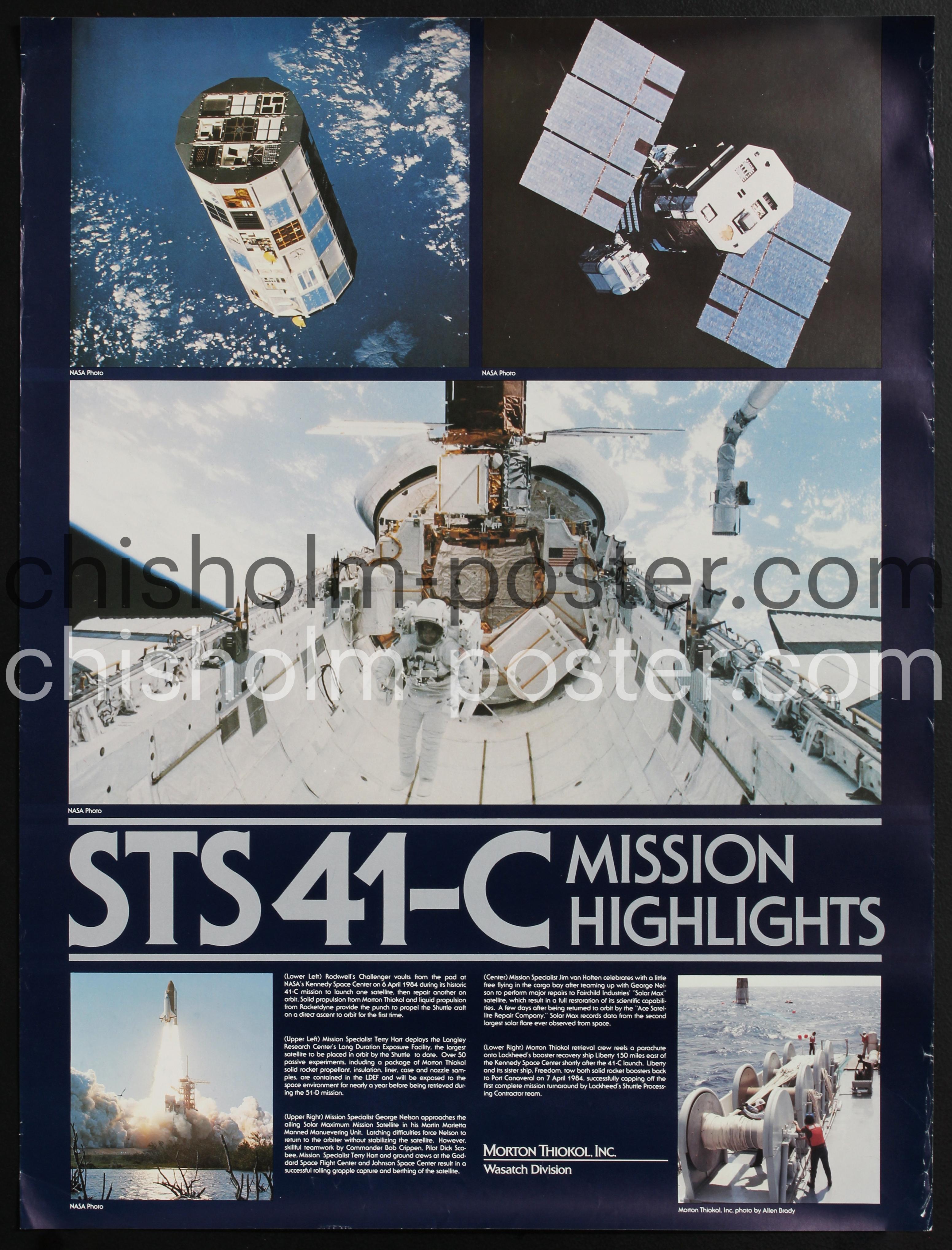 STS 41-C Mission Highlights - NASA | Original Vintage Poster | Chisholm ...