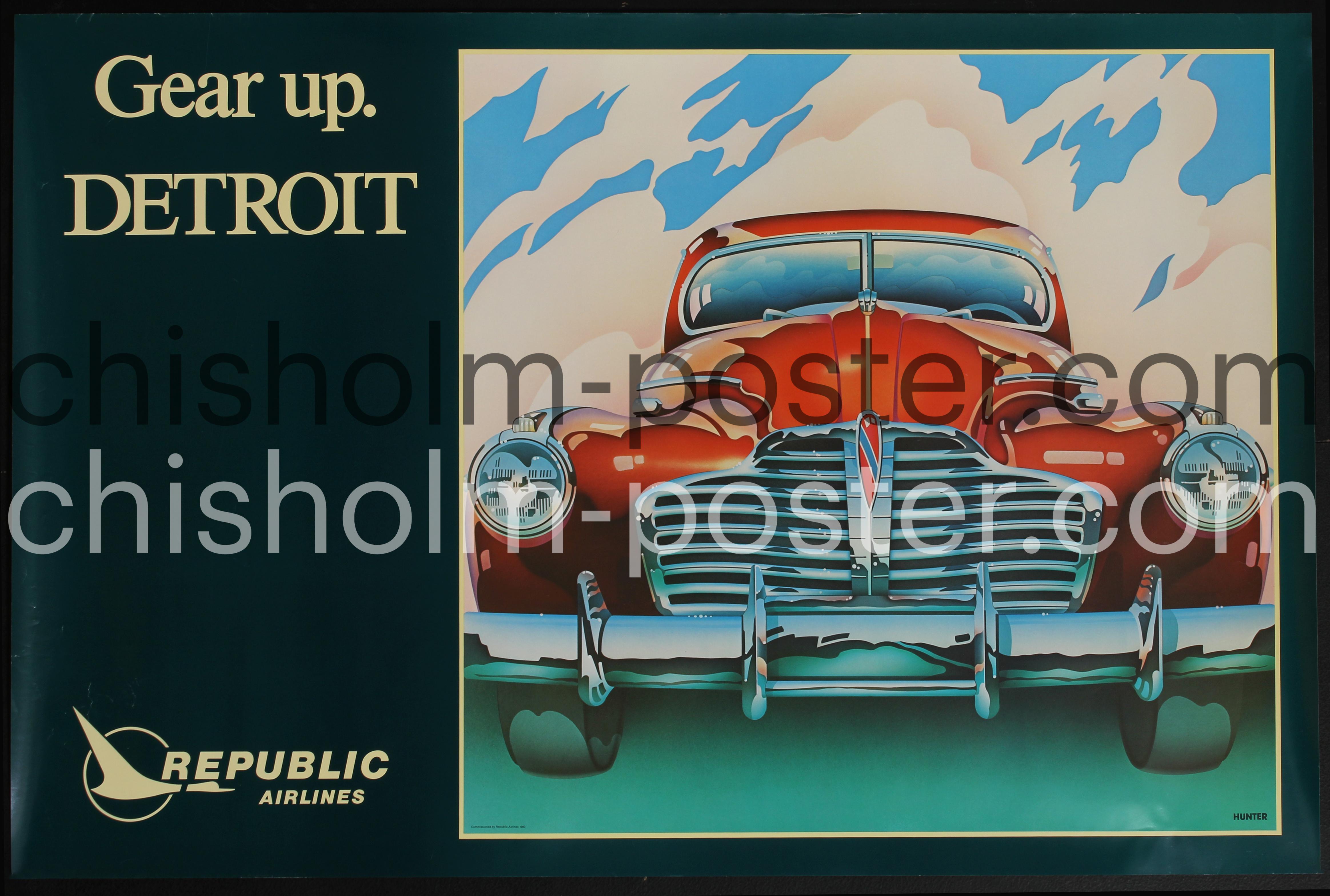 Republic Airlines - Detroit (Gear Up) | Original Vintage Poster ...