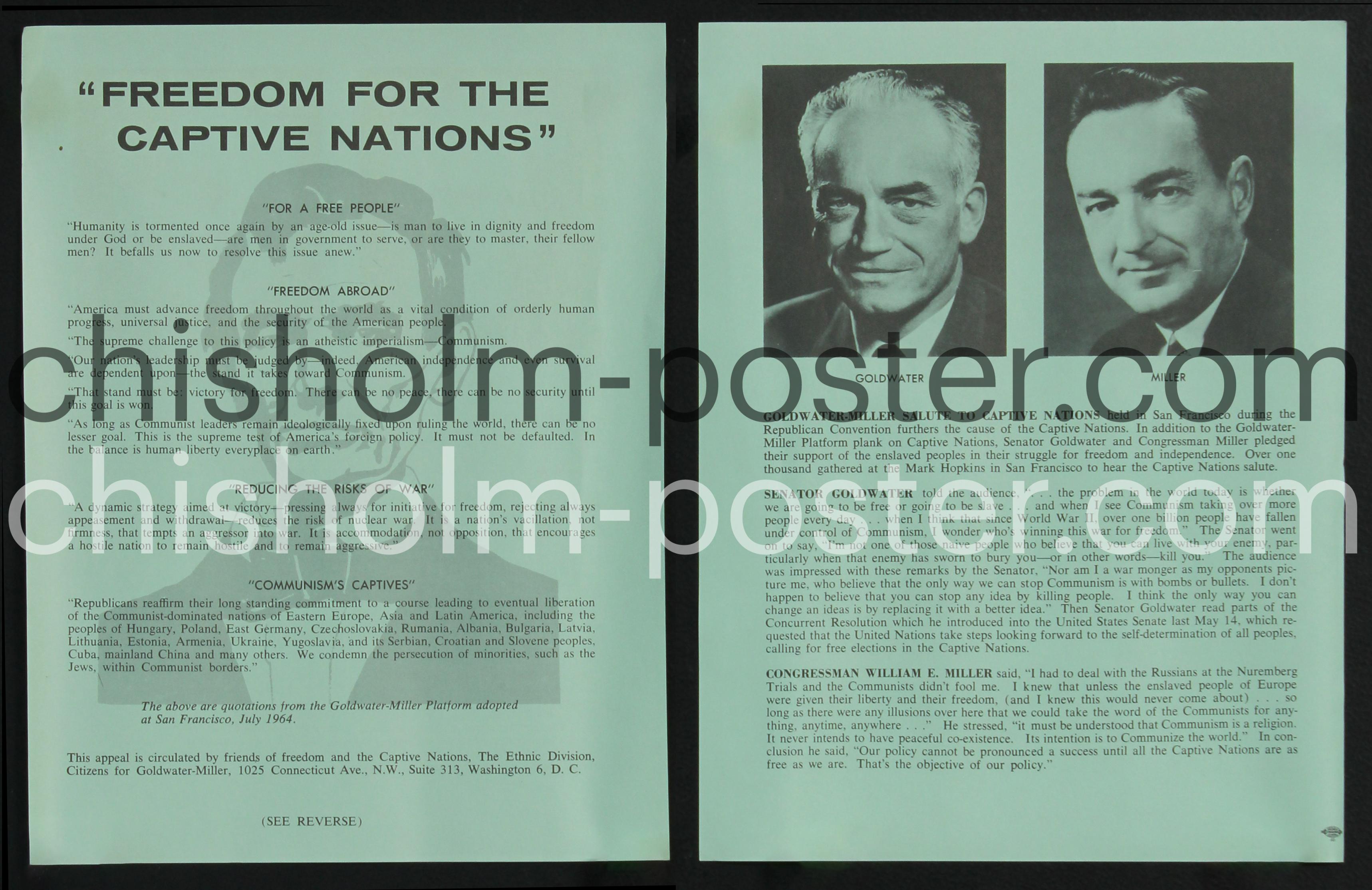 Goldwater - Miller - Freedom For The Captive Nations | Original Vintage ...
