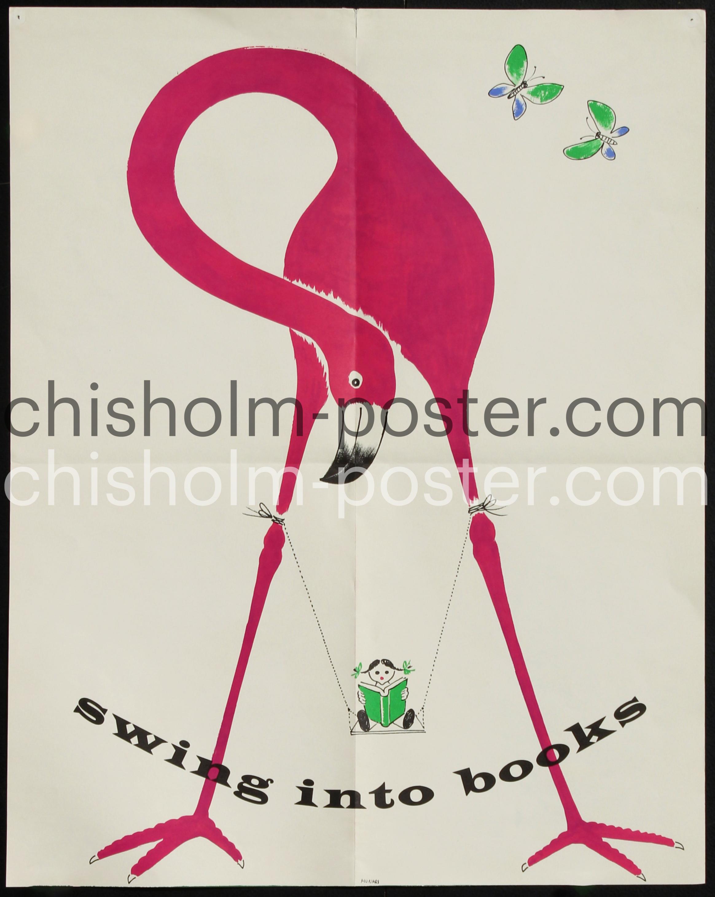Swing into Books (Flamingo) | Original Vintage Poster | Chisholm ...