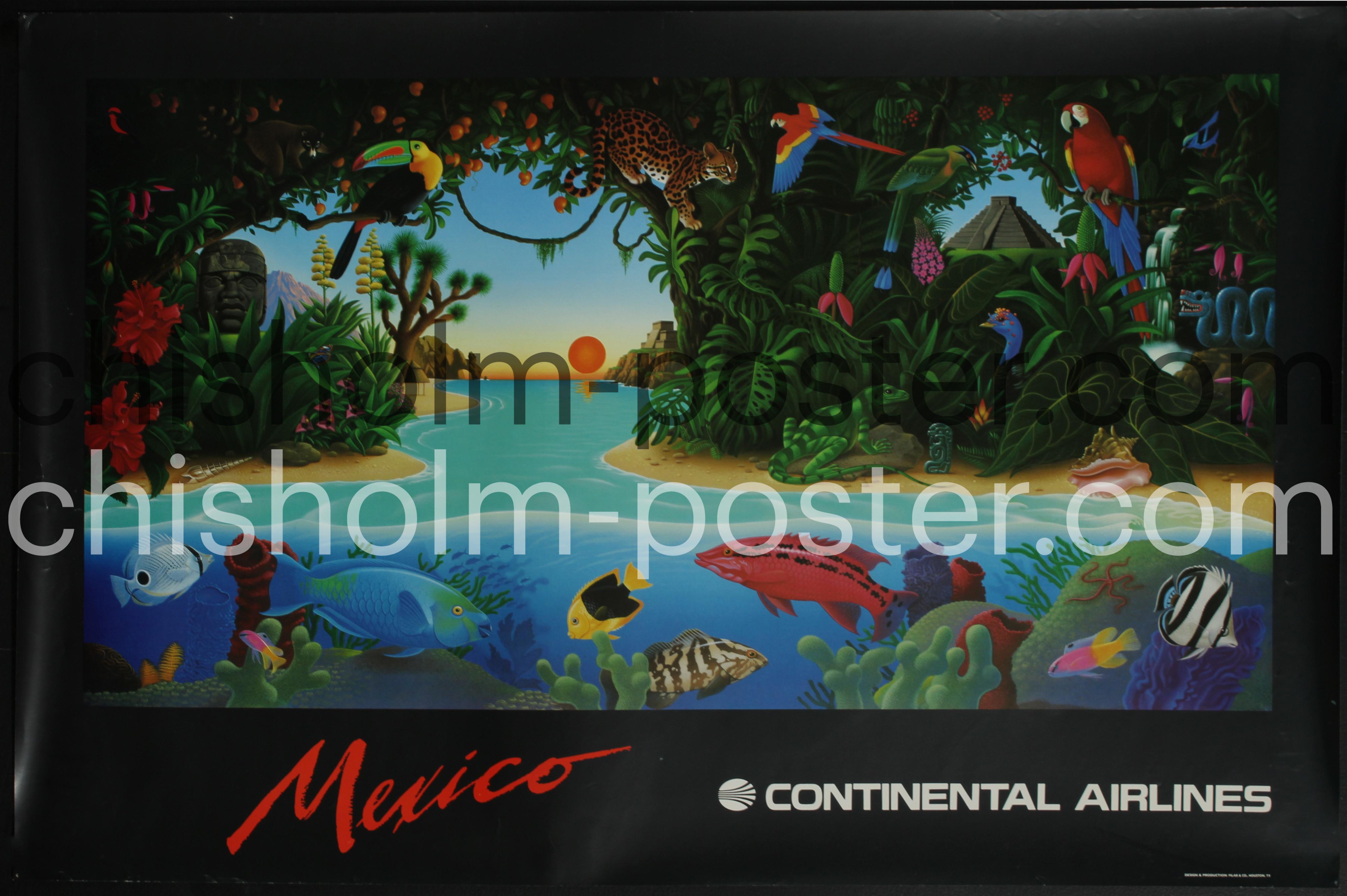 Continental Airlines - Mexico | Original Vintage Poster | Chisholm ...