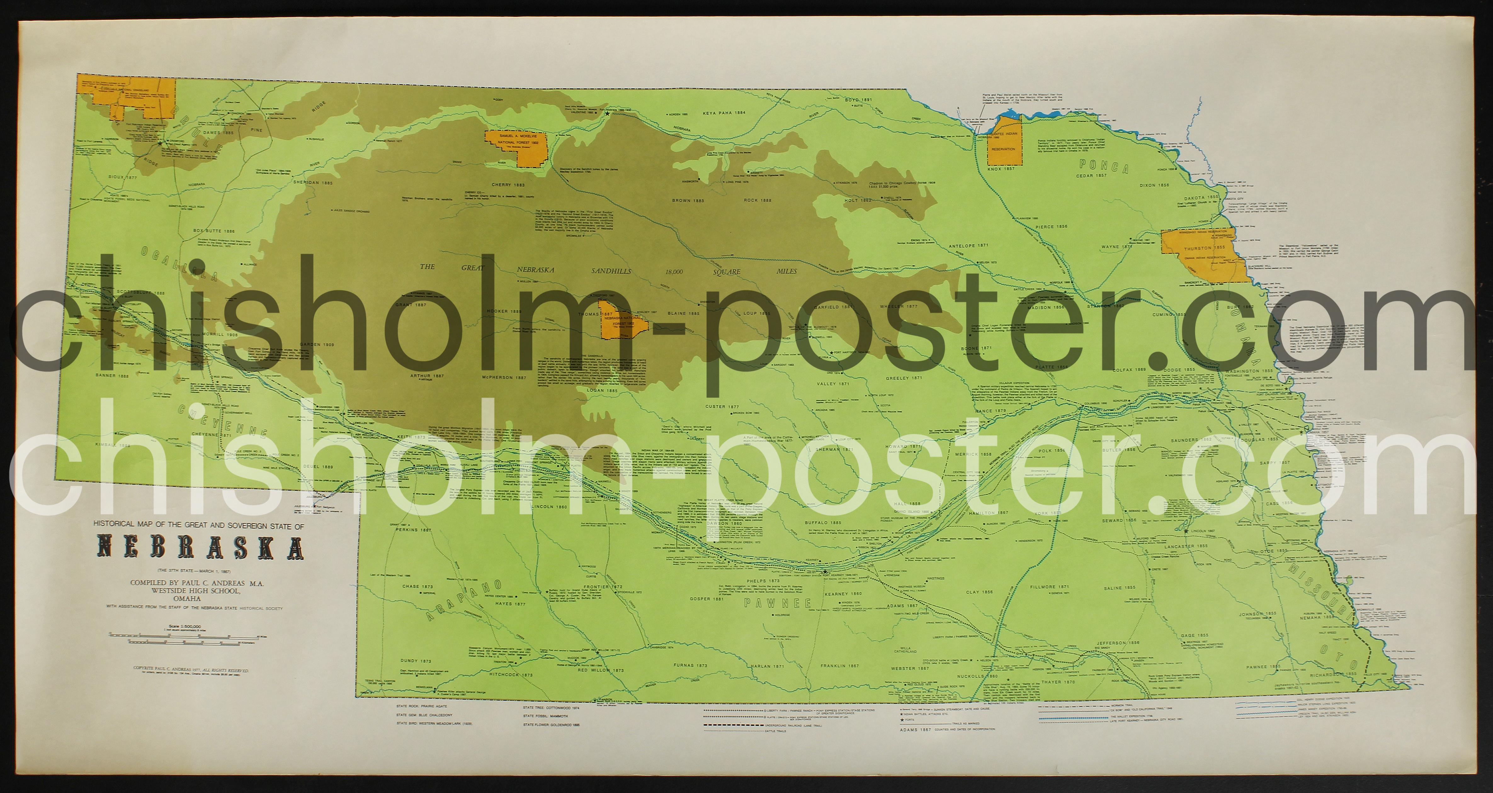 Historical Map of the Great and Sovereign State of Nebraska | Original ...