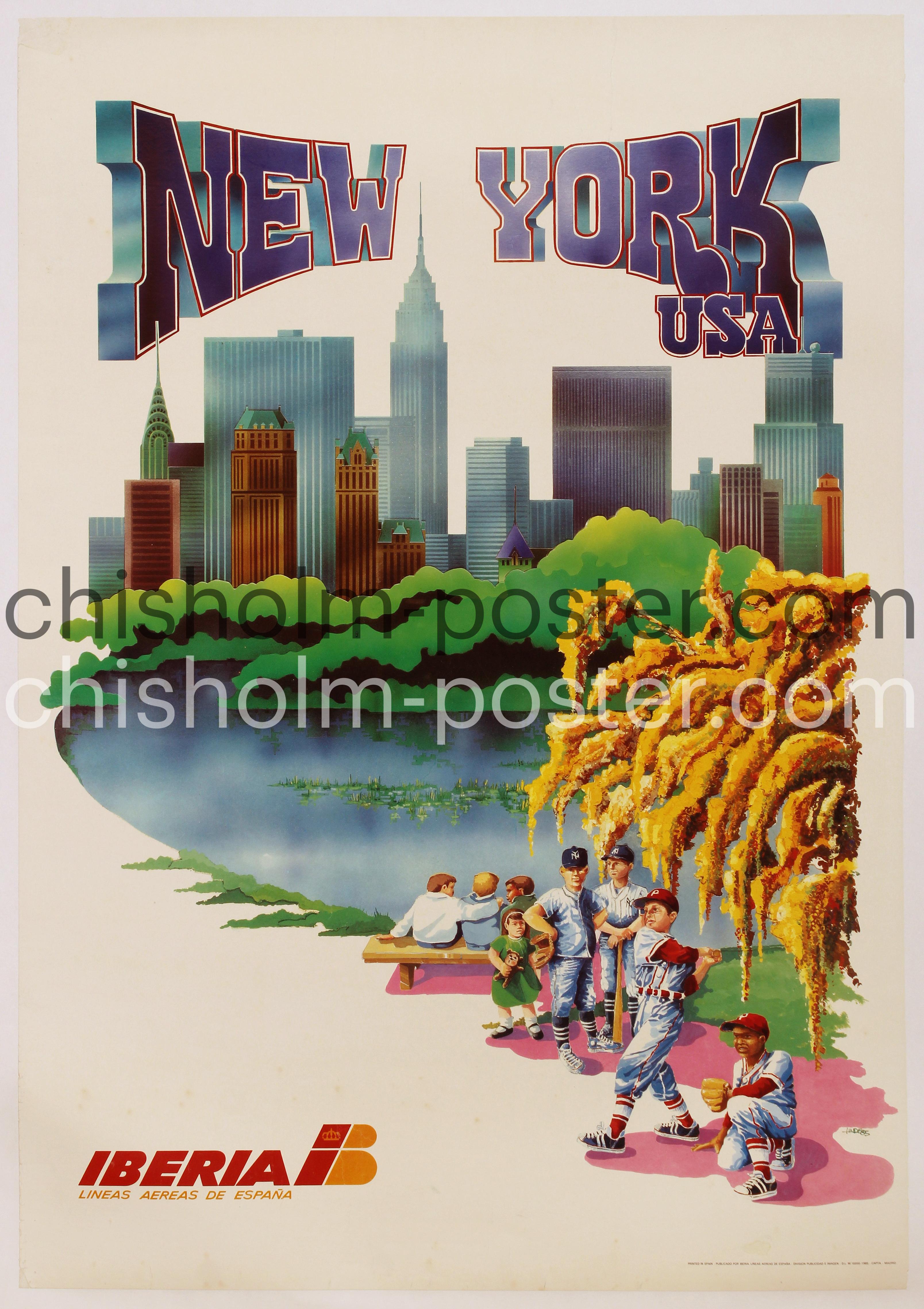 Iberia Airlines New York USA | Original Vintage Poster | Chisholm ...