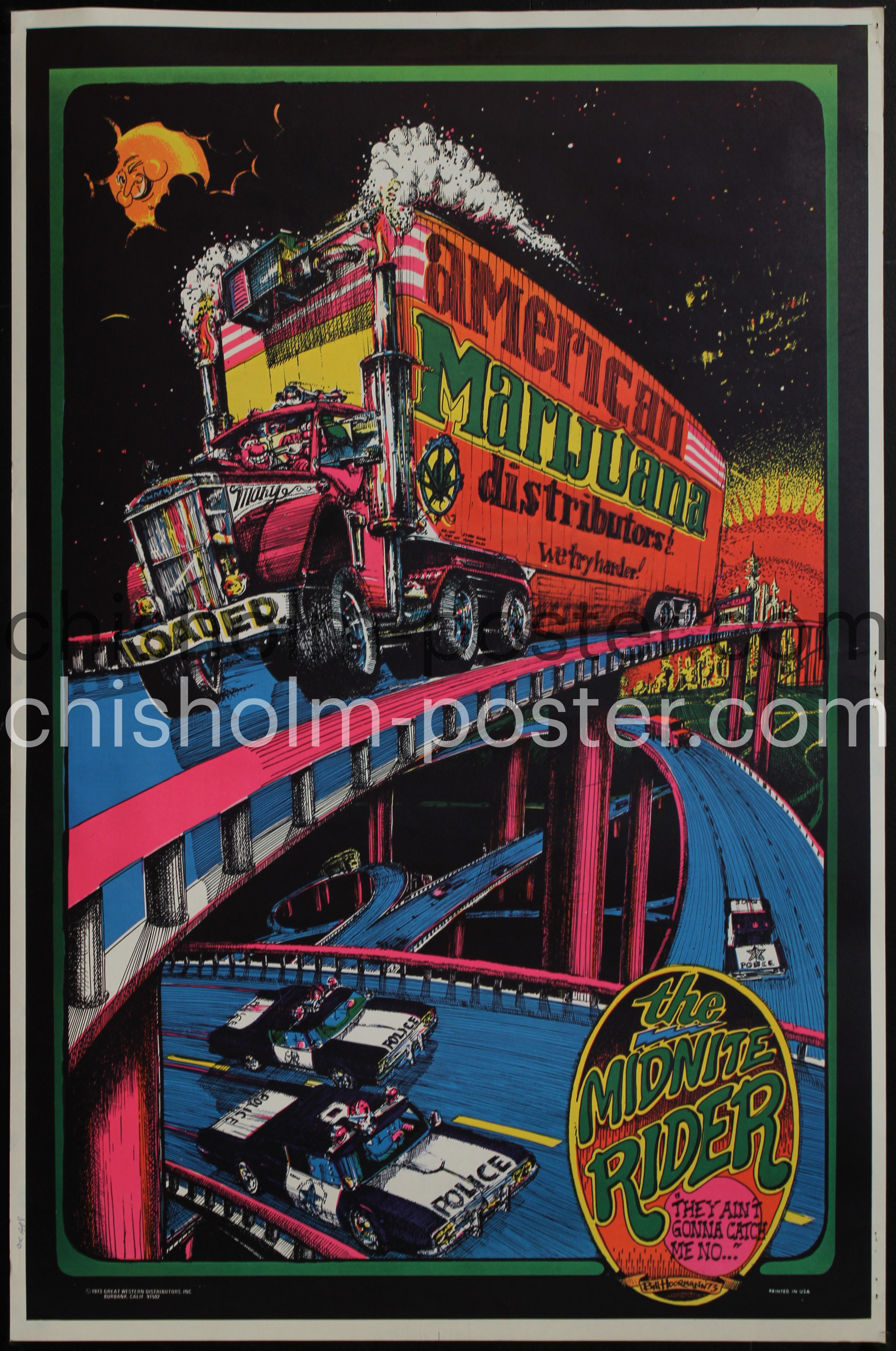 The Midnite Rider - American Marijuana Distributors - Blacklight Poster ...
