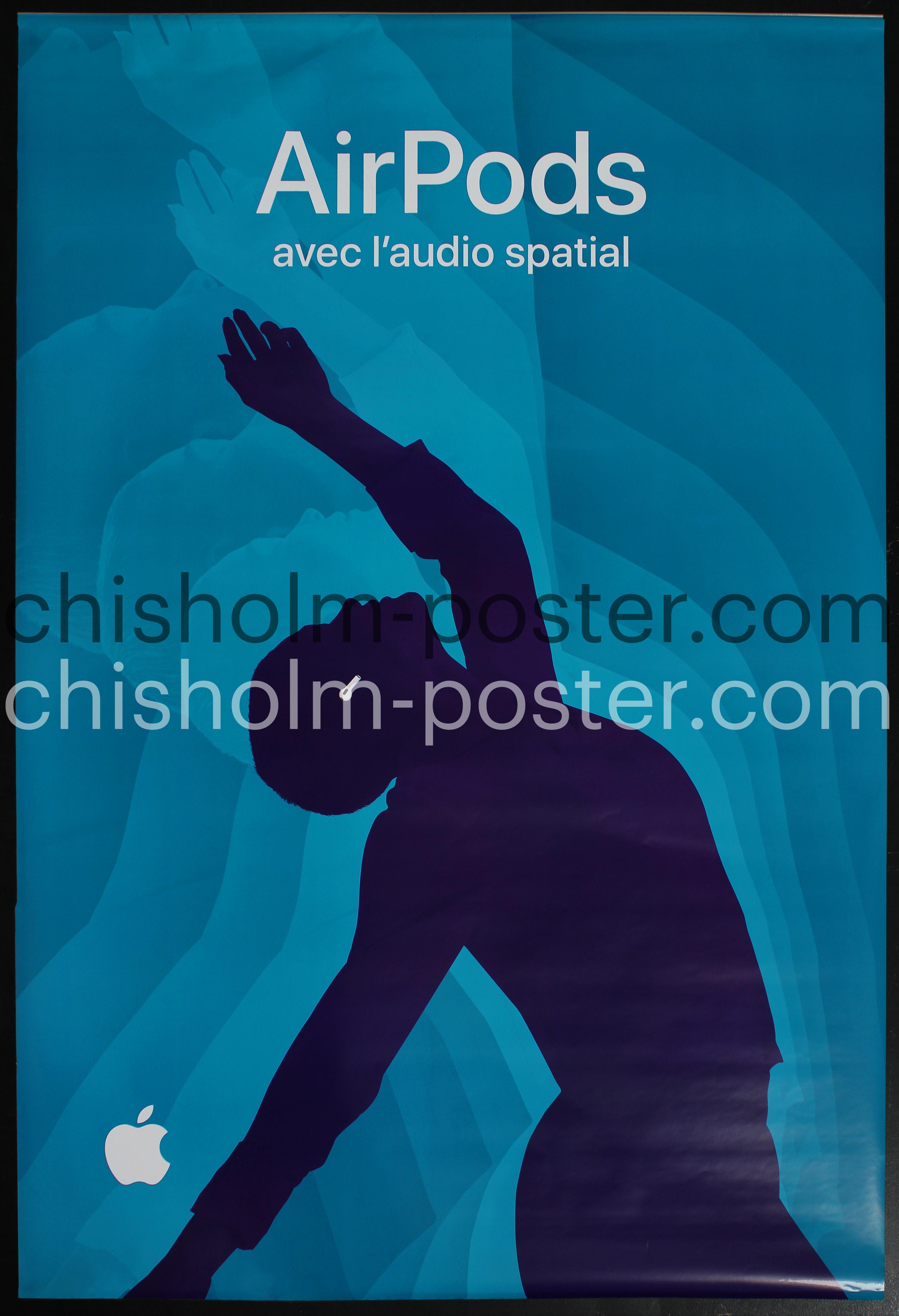 AirPods Avec L'Audio Spatial (Azure) | Original Vintage Poster ...