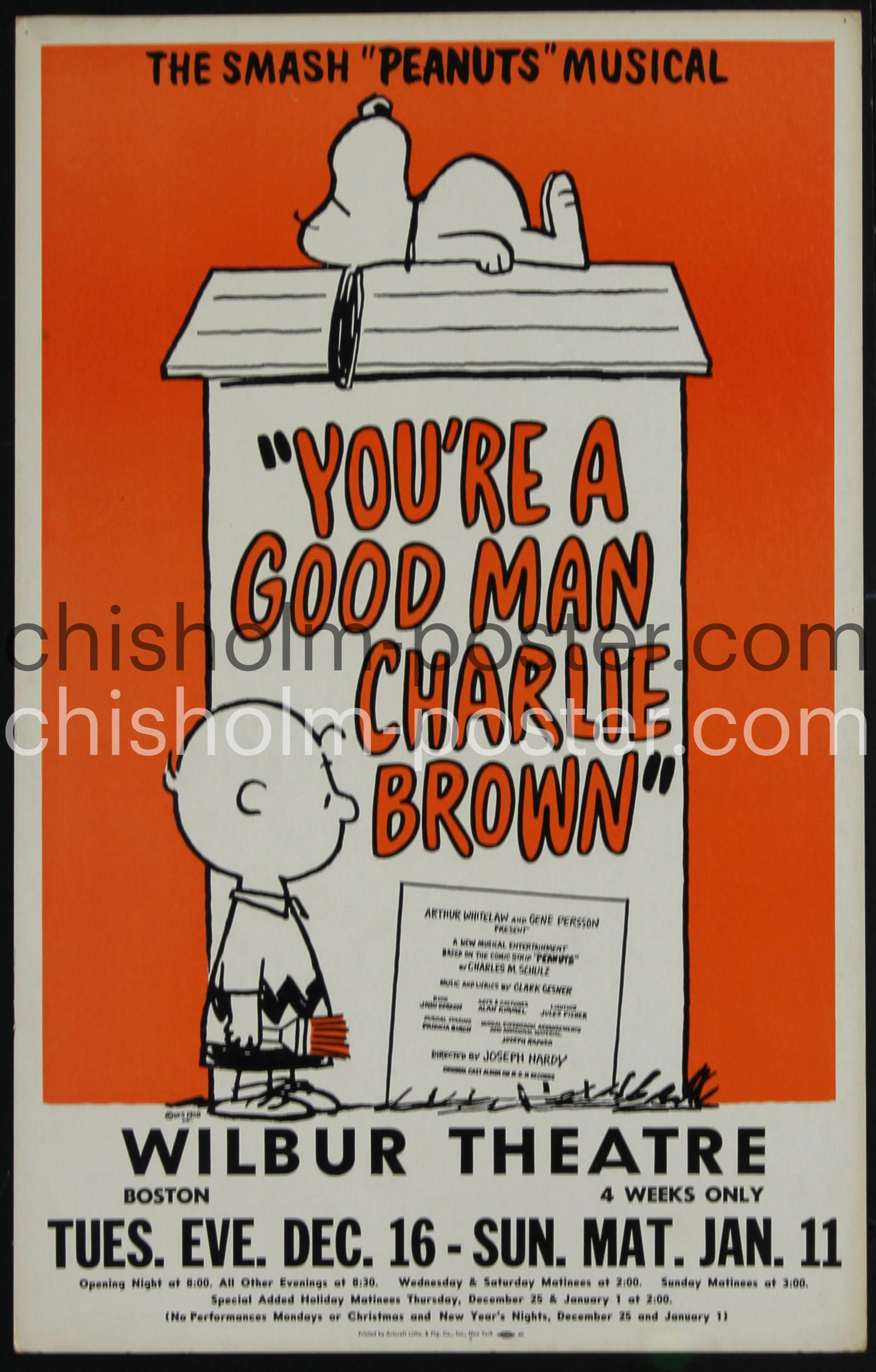 You're a Good Man Charlie Brown - Wilbur Theatre Boston - Window Card | Original Vintage Poster ...