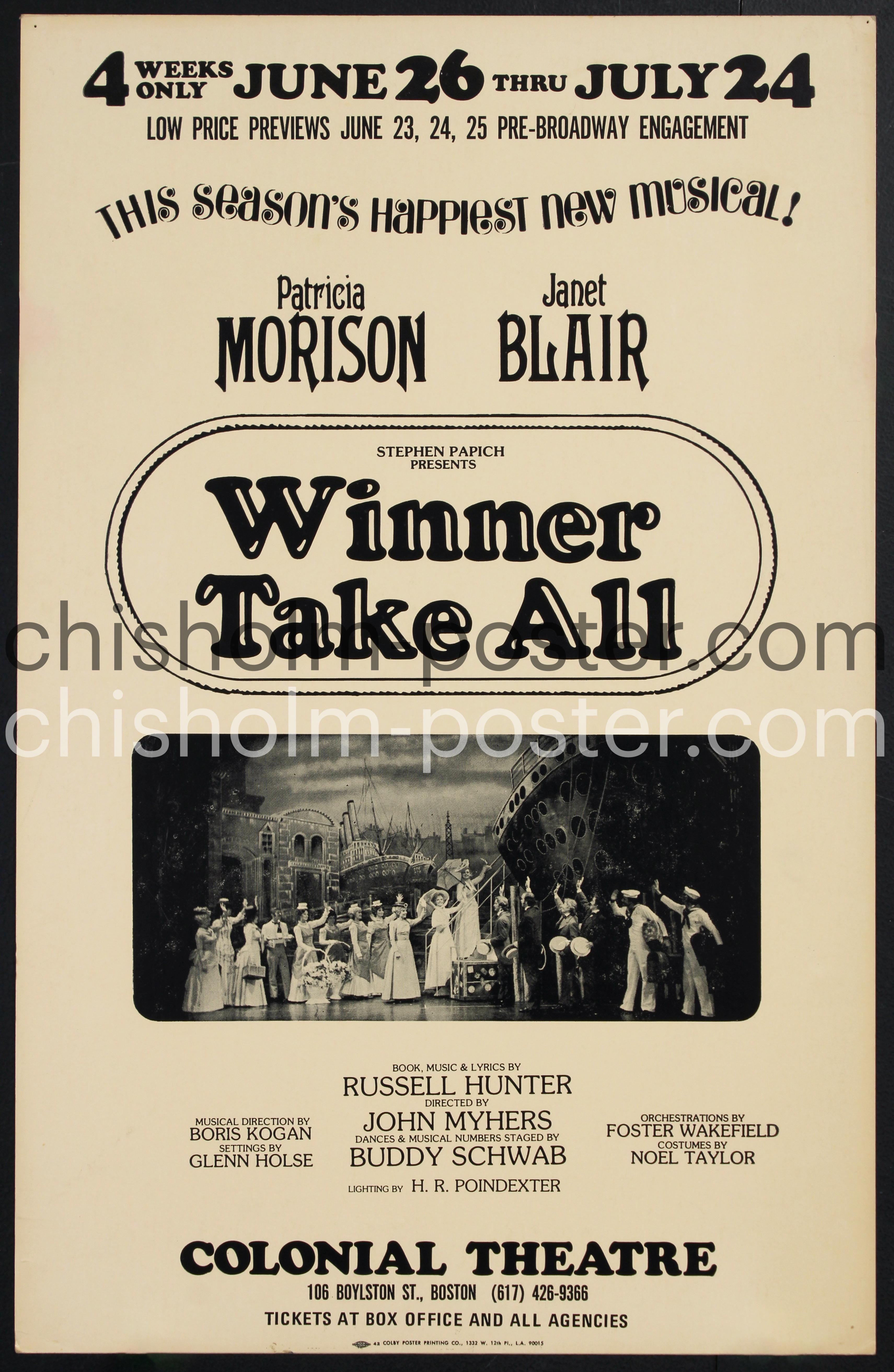 Winner Take All - Colonial Theatre, Boston (Window Card) | Original Vintage Poster | Chisholm ...