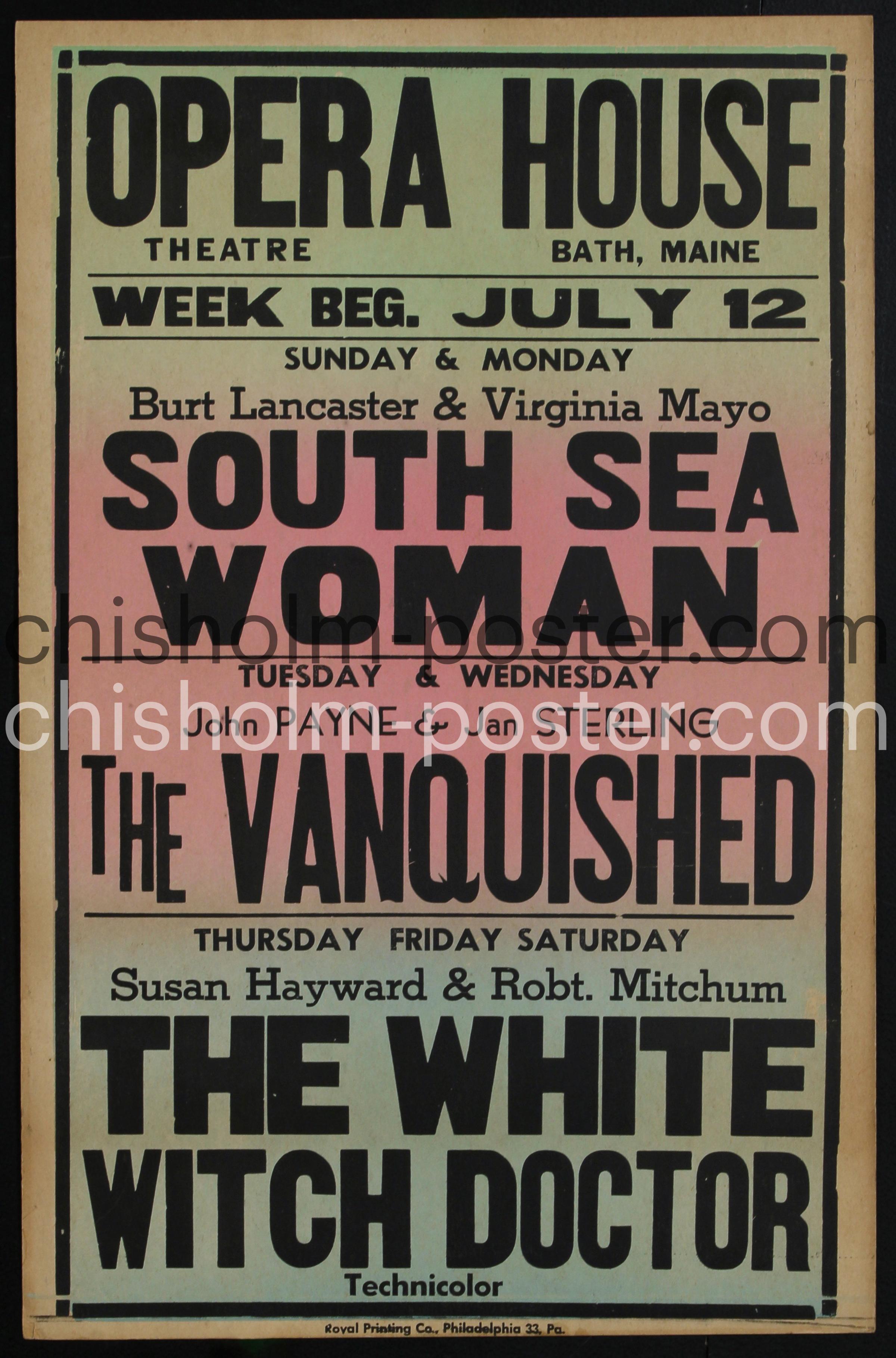 Opera House Theatre - Bath, Maine - South Sea Woman / The Vanquished ...