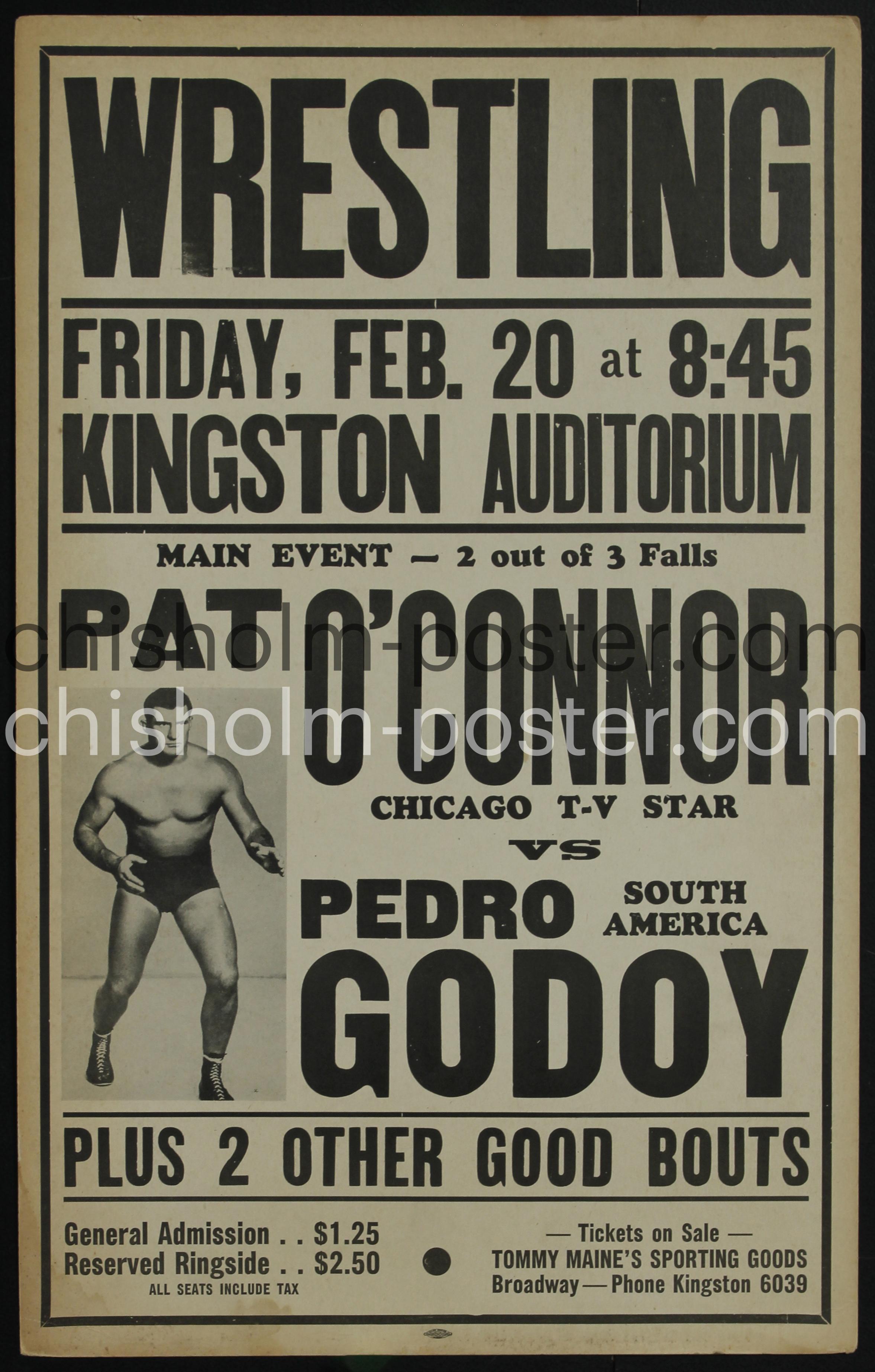 Wrestling Kingston Auditorium - Pat O'Connor - Pedro Godoy (Window Card ...