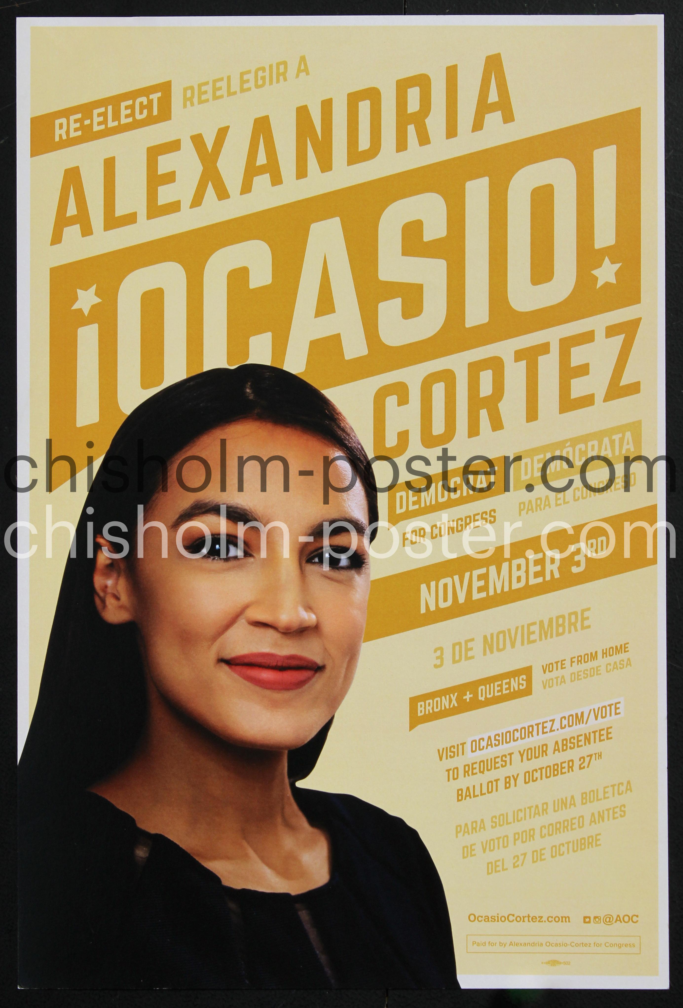 RE-ELECT Alexandria Ocasio Cortez 2020 General Election (Yellow ...
