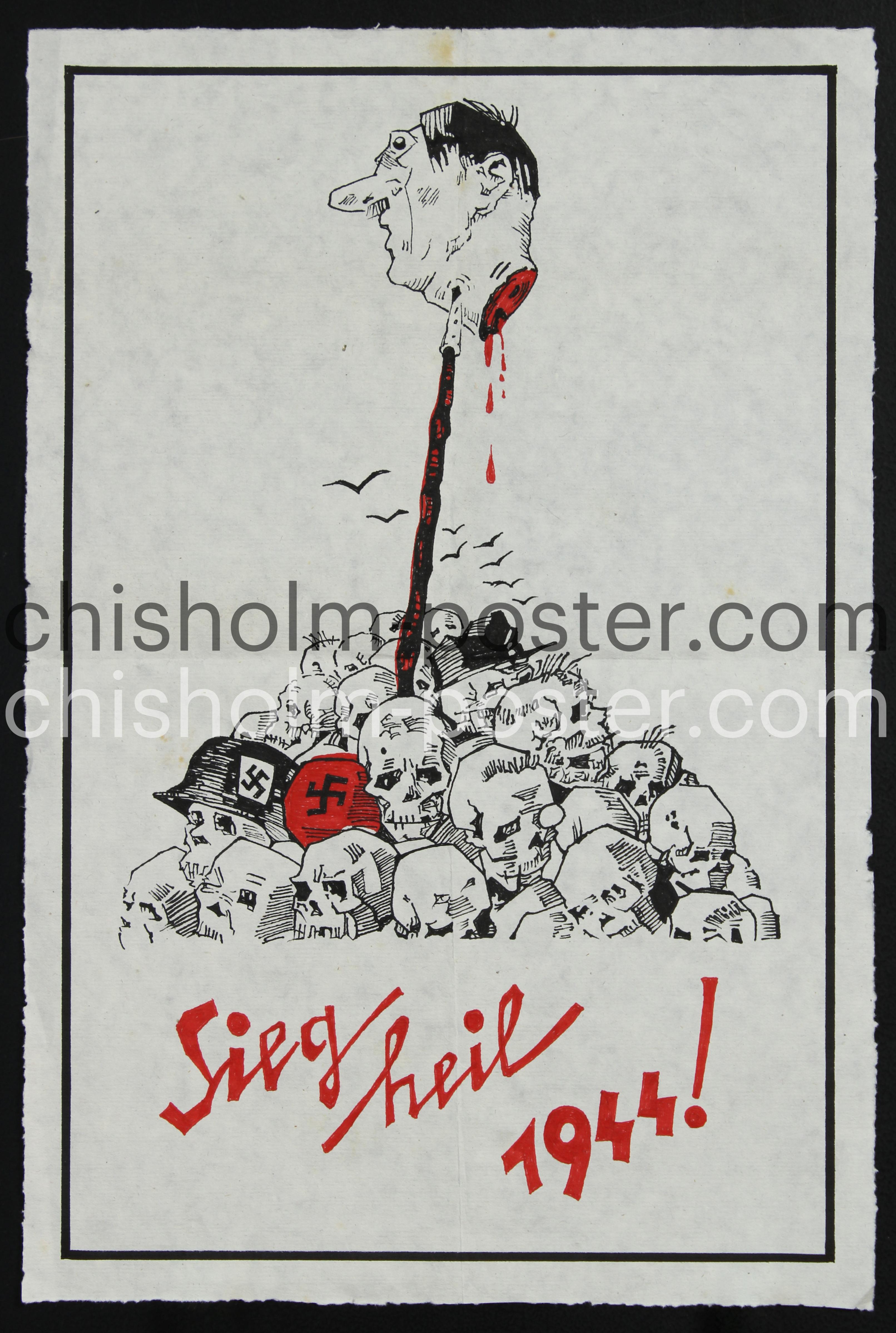 Sieg Heil 1944! (Anti-Nazi Political Cartoon) | Original Vintage Poster ...