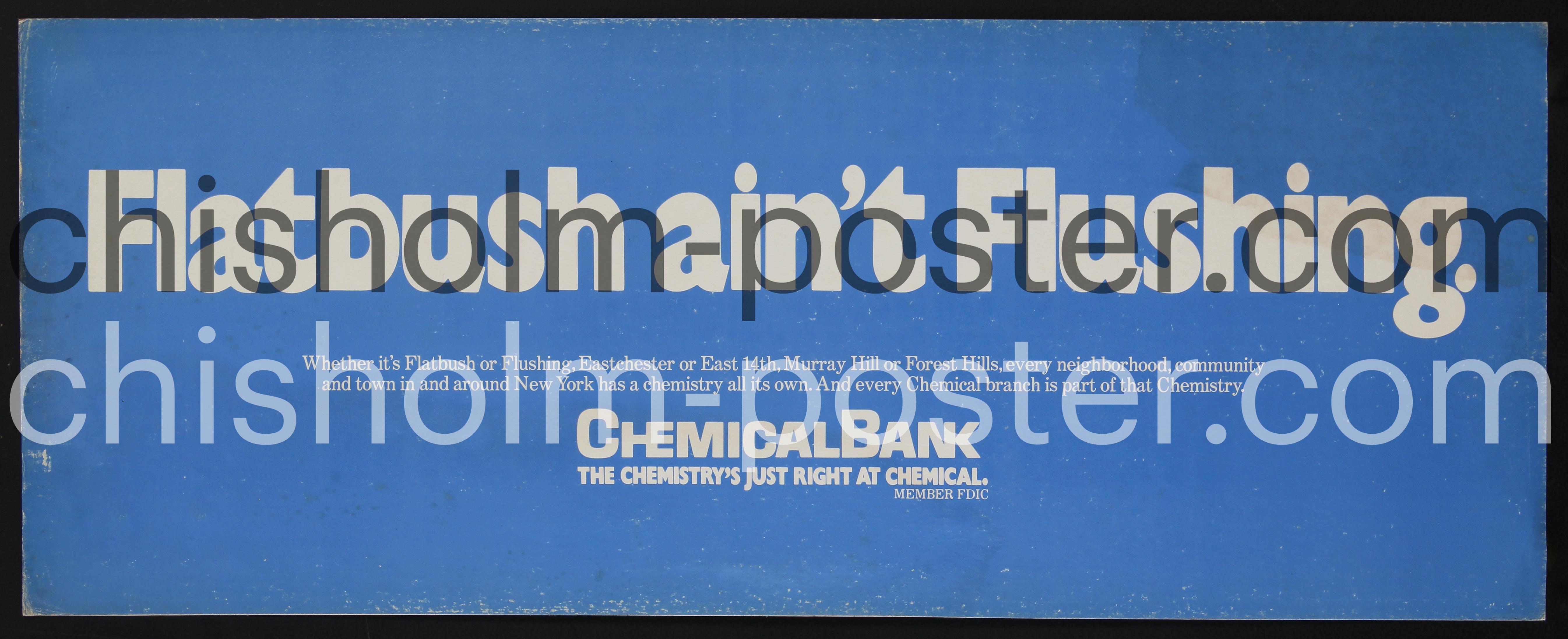 Flatbush ain't Flushing. Chemical Bank - Subway Card | Original Vintage Poster | Chisholm ...