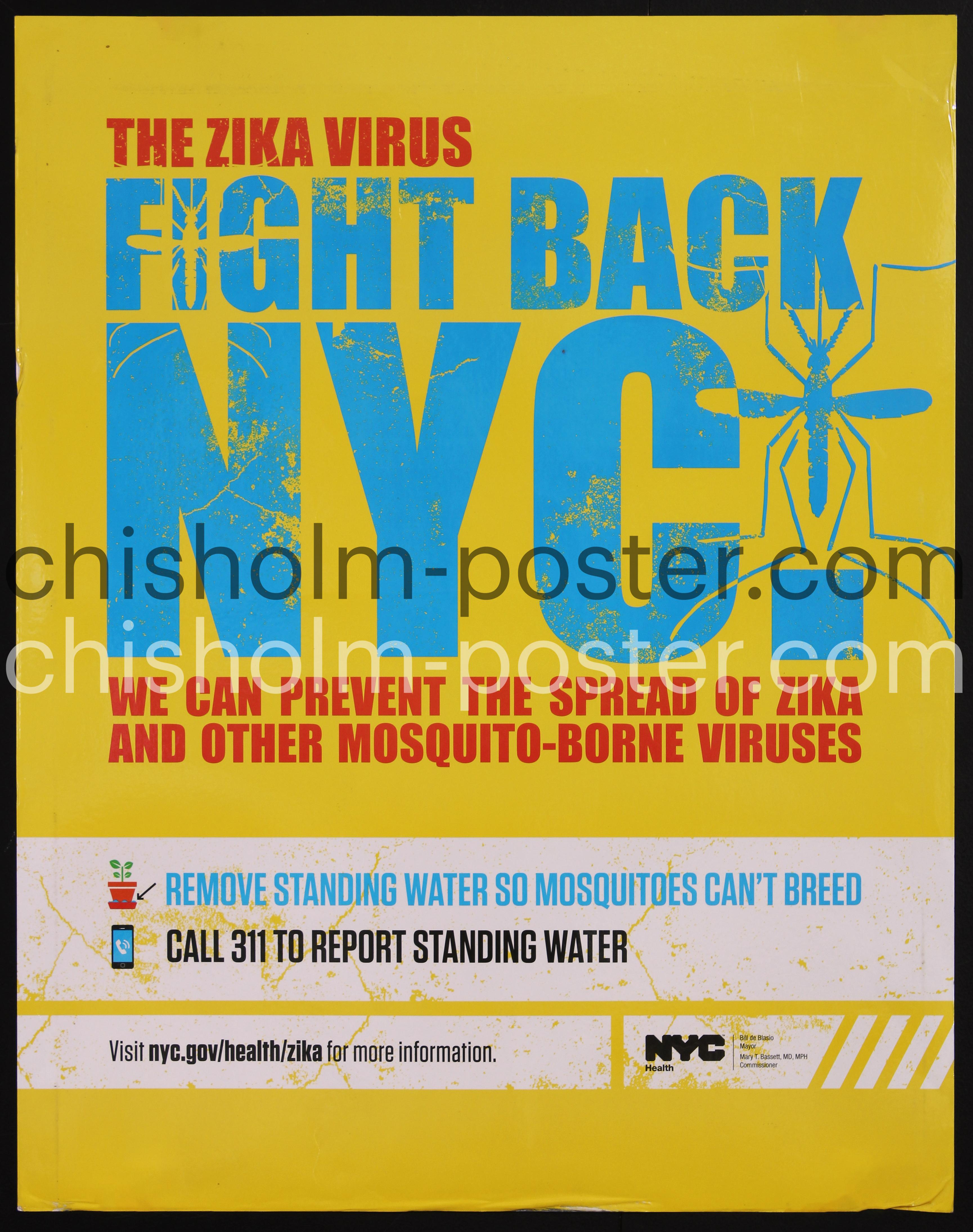 The Zika Virus - Fight Back NYC | Original Vintage Poster | Chisholm ...