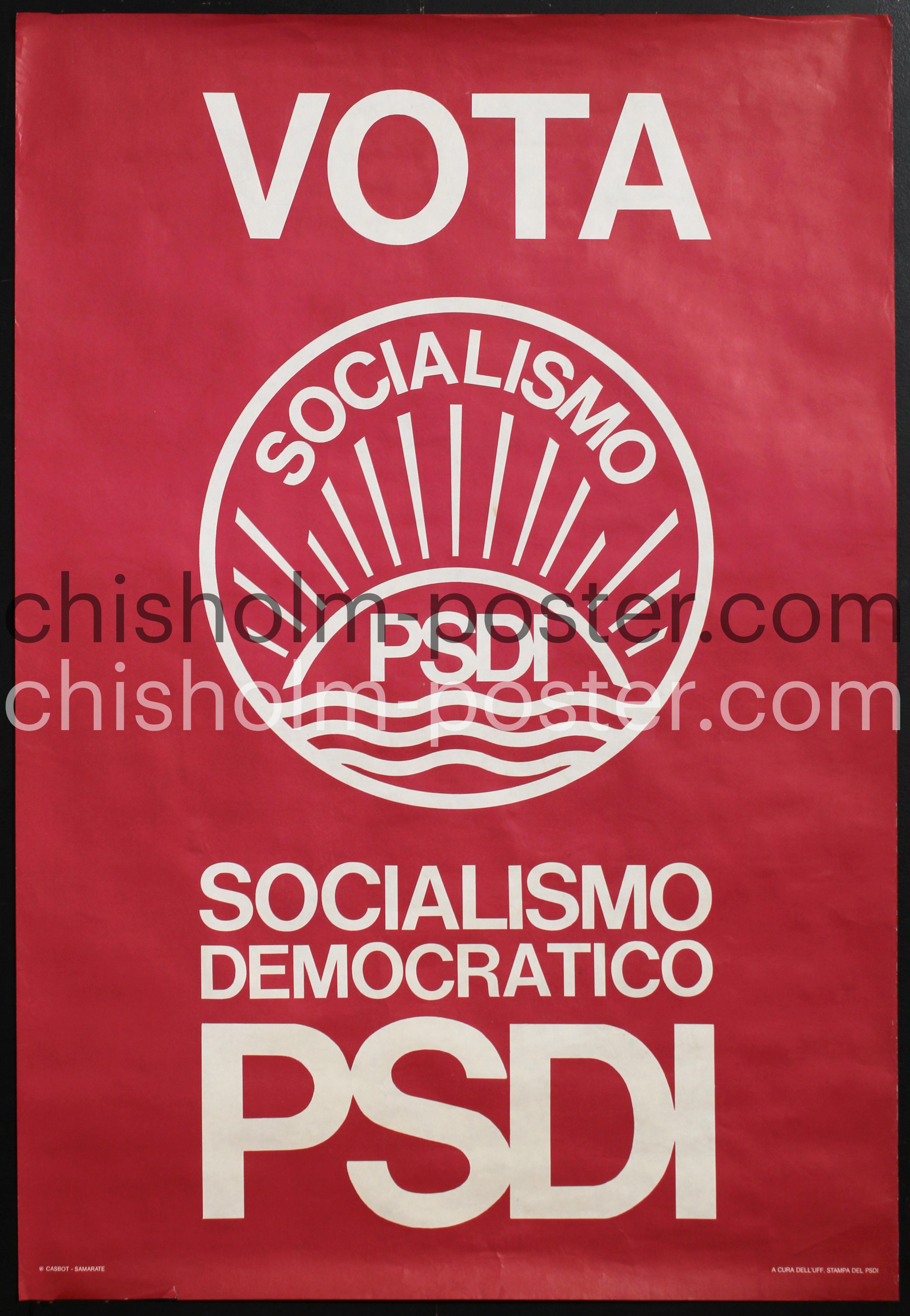 Vota PSDI Socialismo Democratico | Original Vintage Poster | Chisholm ...