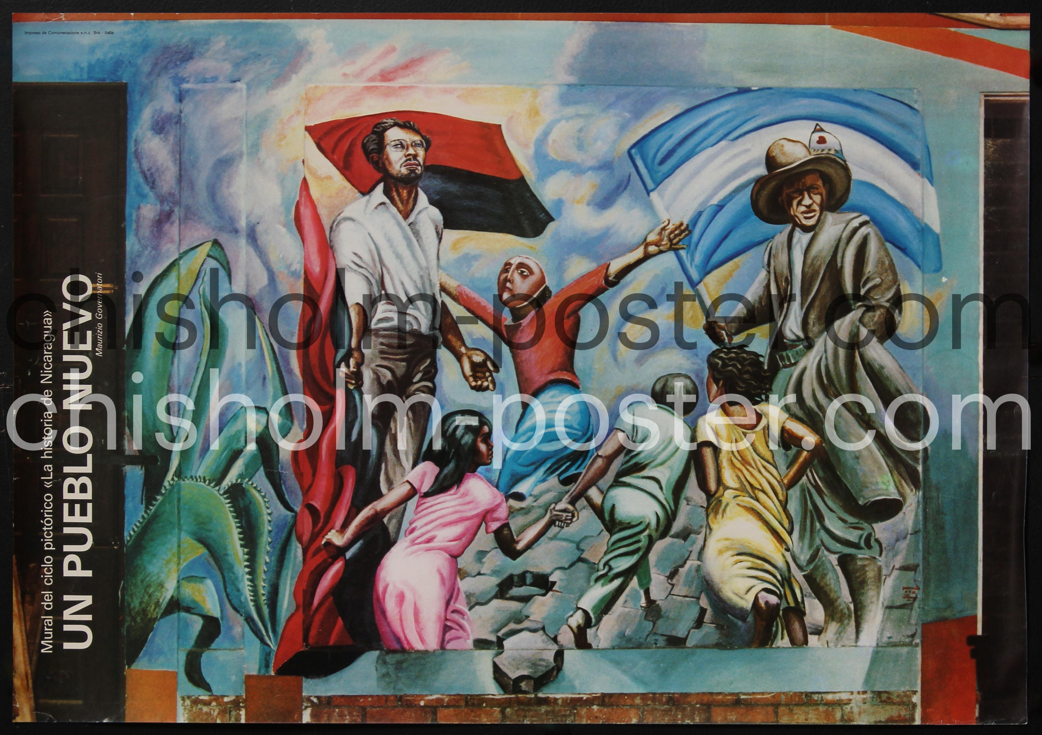 Un Pueblo Nuevo - Mural del ciclo pictorico "La historia de Nicaragua" | Original Vintage Poster ...