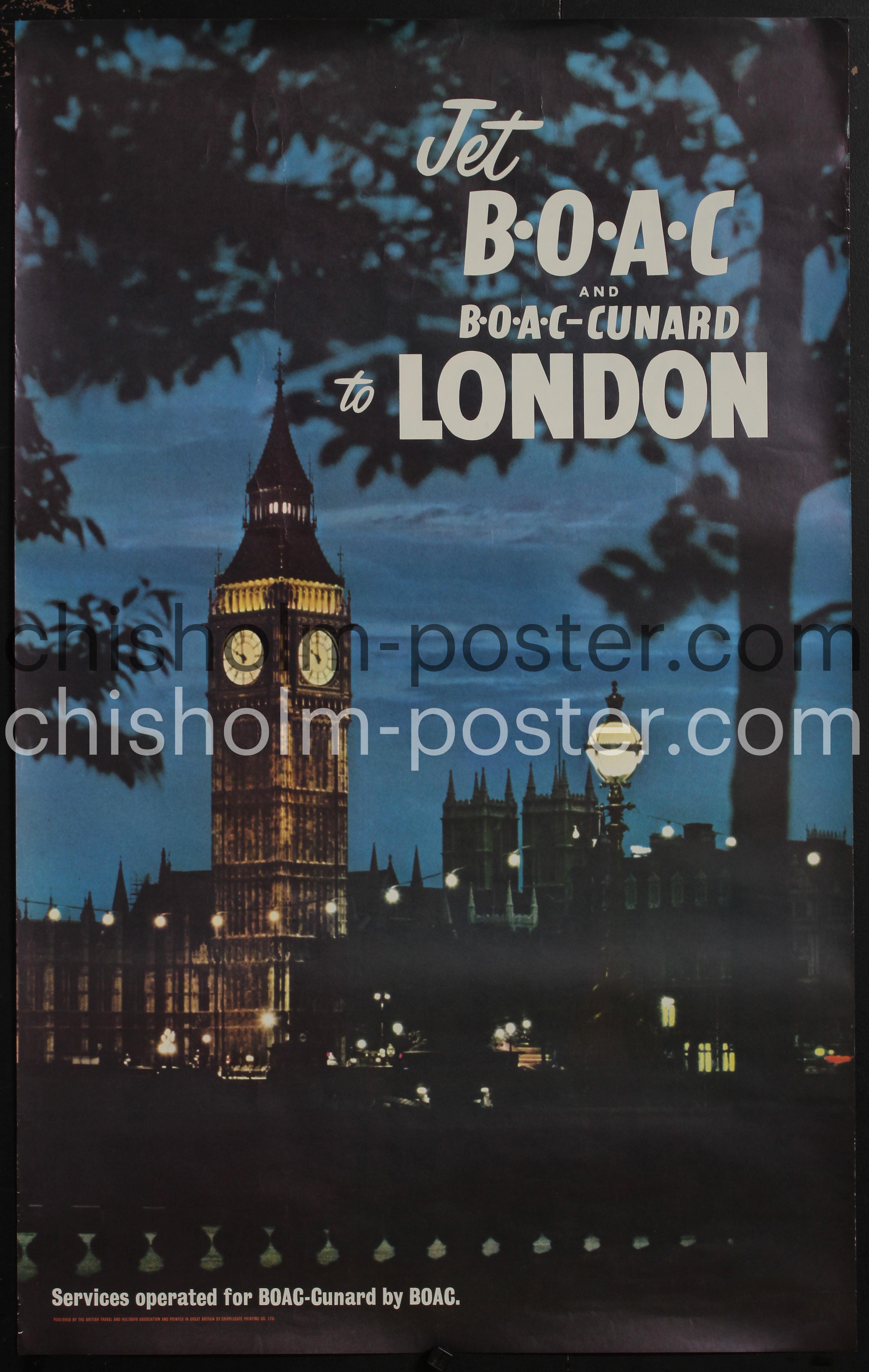 Jet BOAC and BOAC Cunard to LONDON | Original Vintage Poster | Chisholm ...