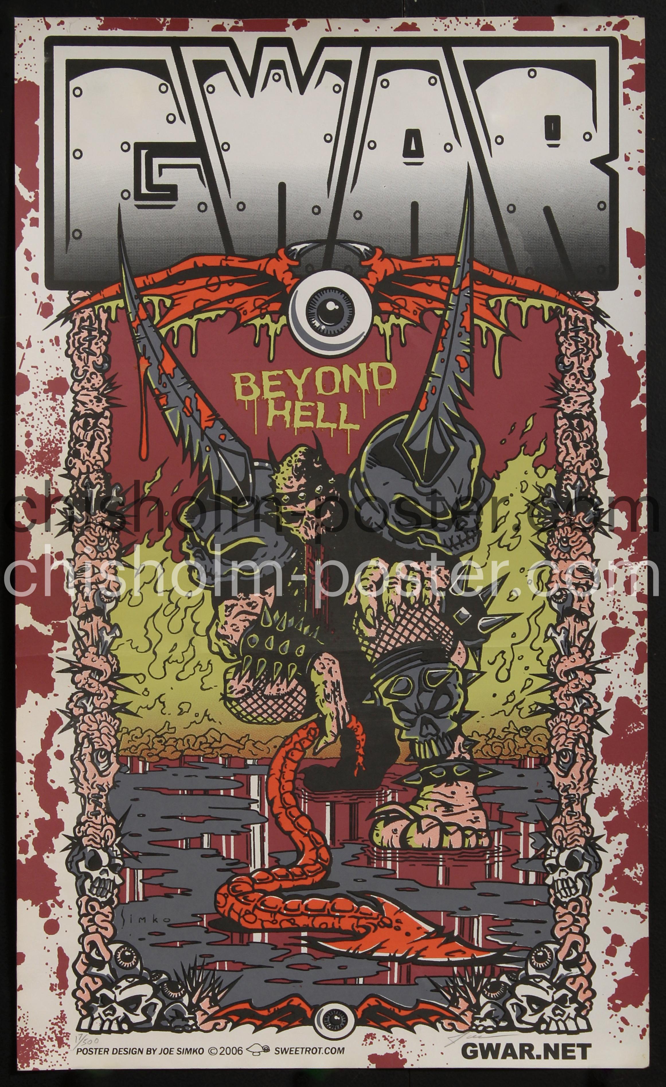 GWAR - Beyond Hell (Signed and Numbered) | Original Vintage Poster ...