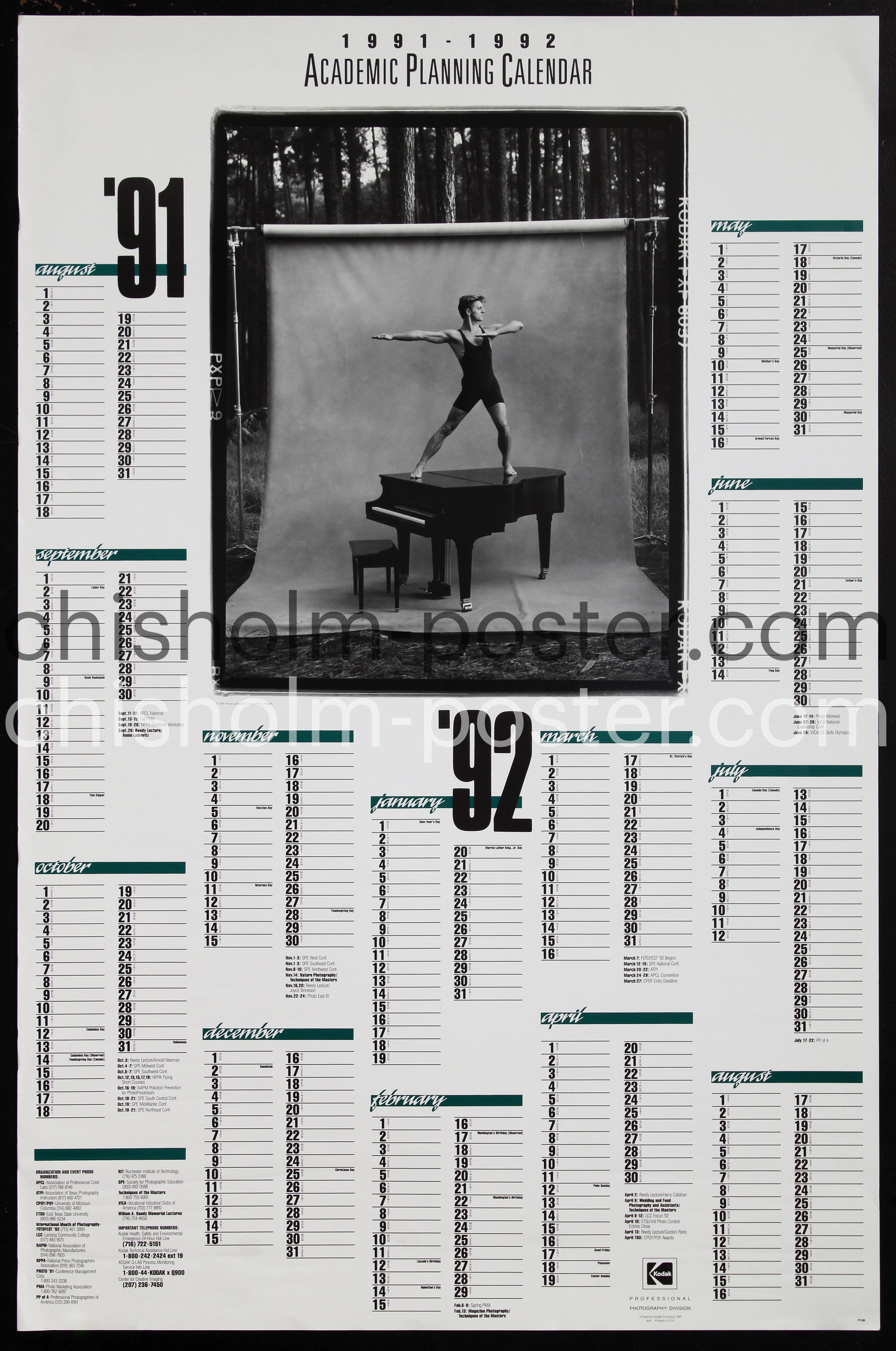 1991-1992 Academic Planning Calendar (Mikhail Baryshnikov) | Original ...