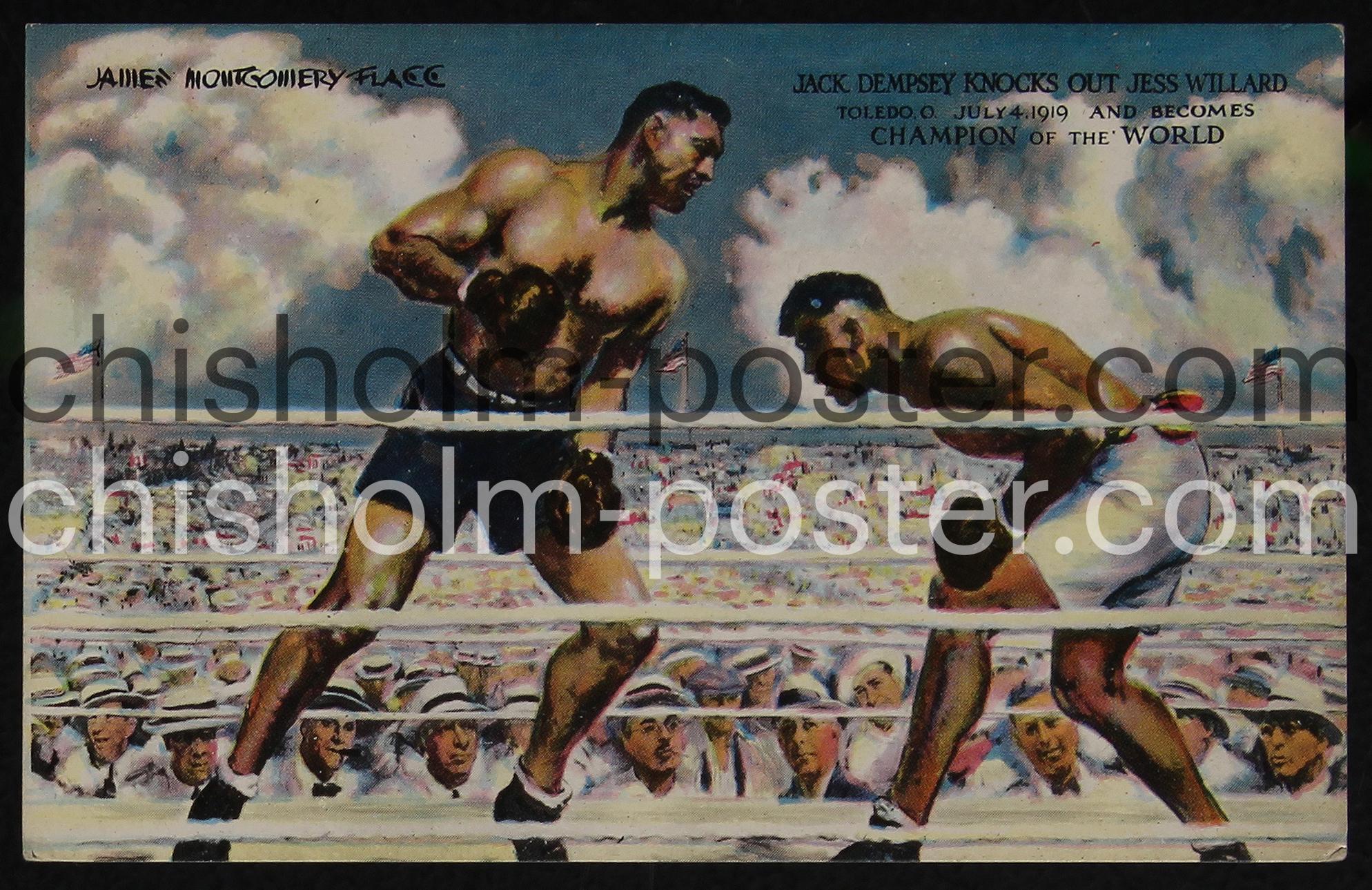 Jack Dempsey Knocks Out Jess Willard (POSTCARD) | Original Vintage ...