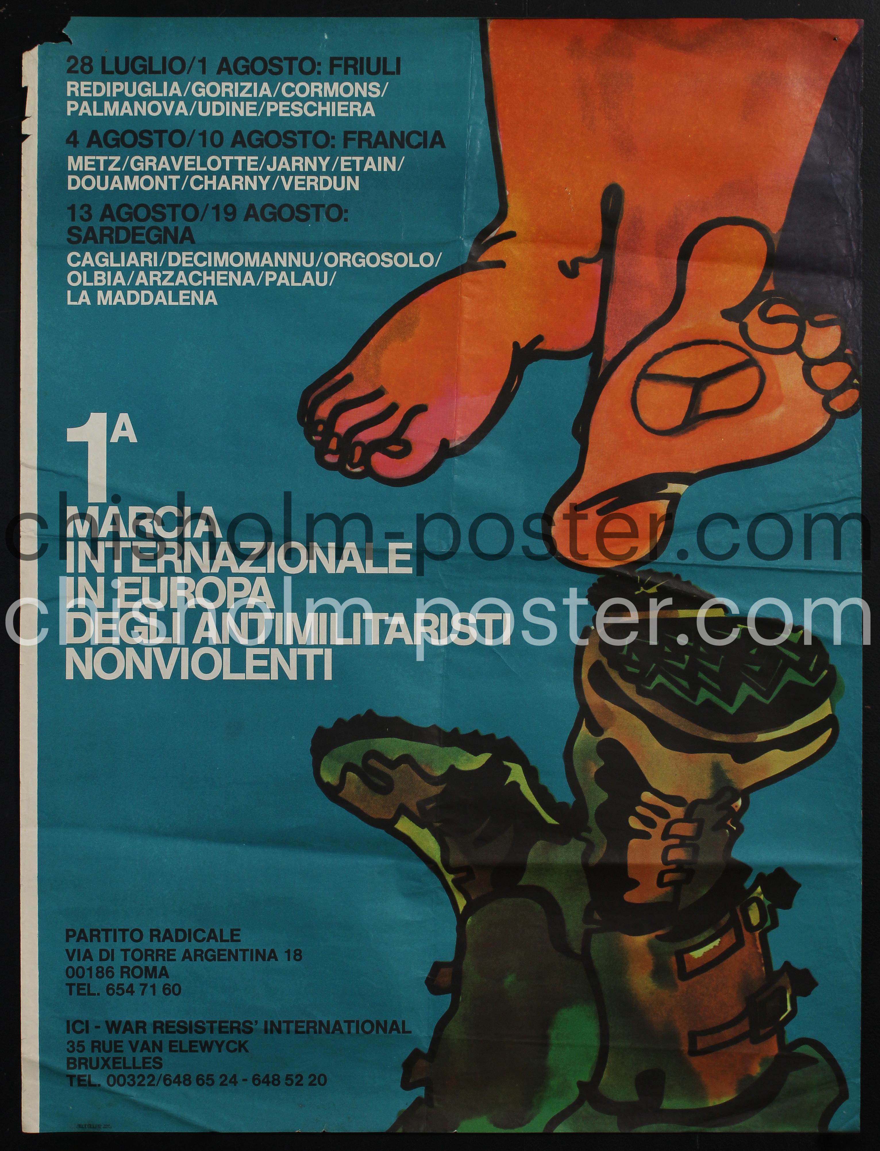 1a Marcia Internazionale in Europa Degli Antimilitaristi Nonviolenti | Original Vintage Poster ...