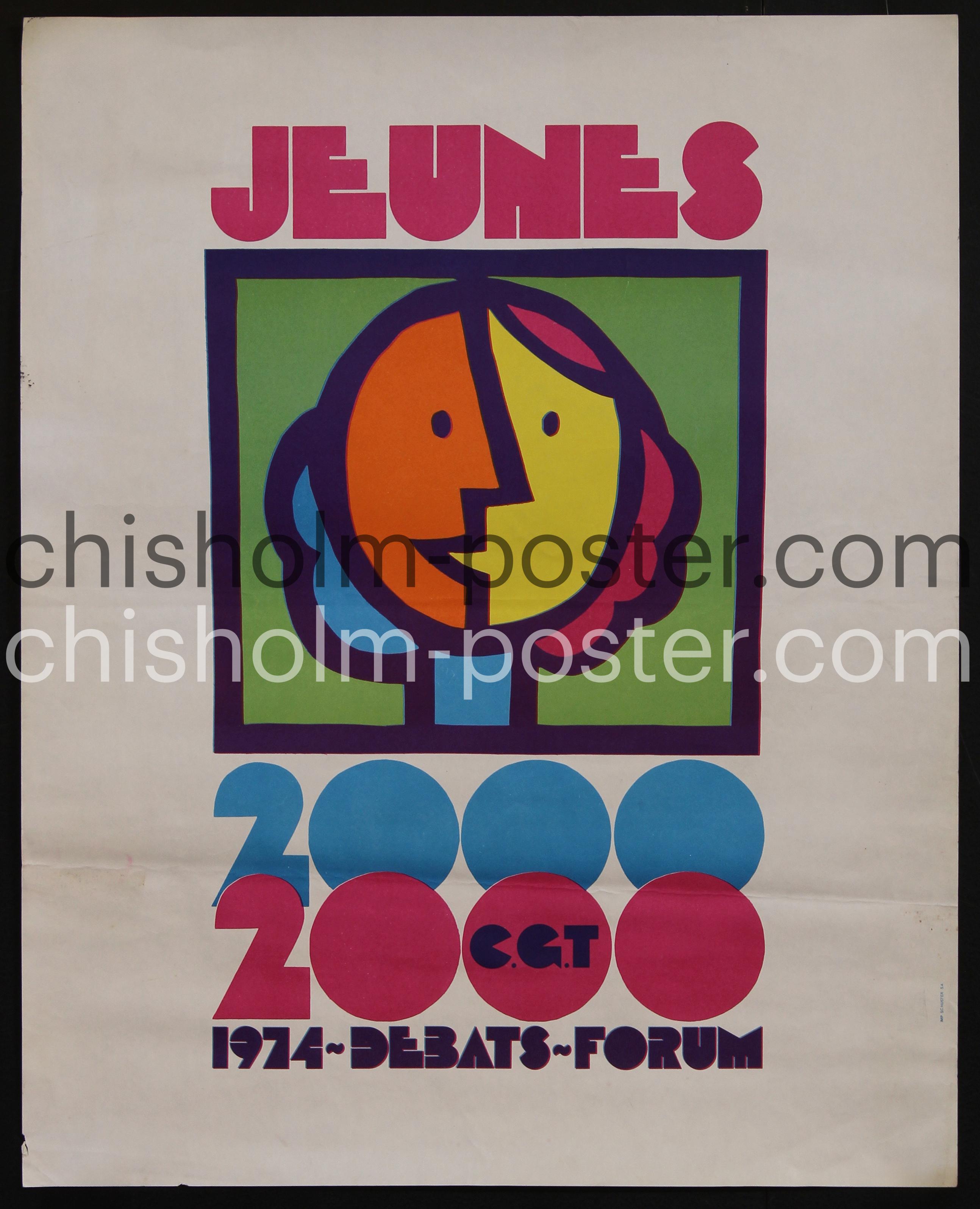 Jeunes 2000 - 1974 CGT Debats Forum | Original Vintage Poster ...