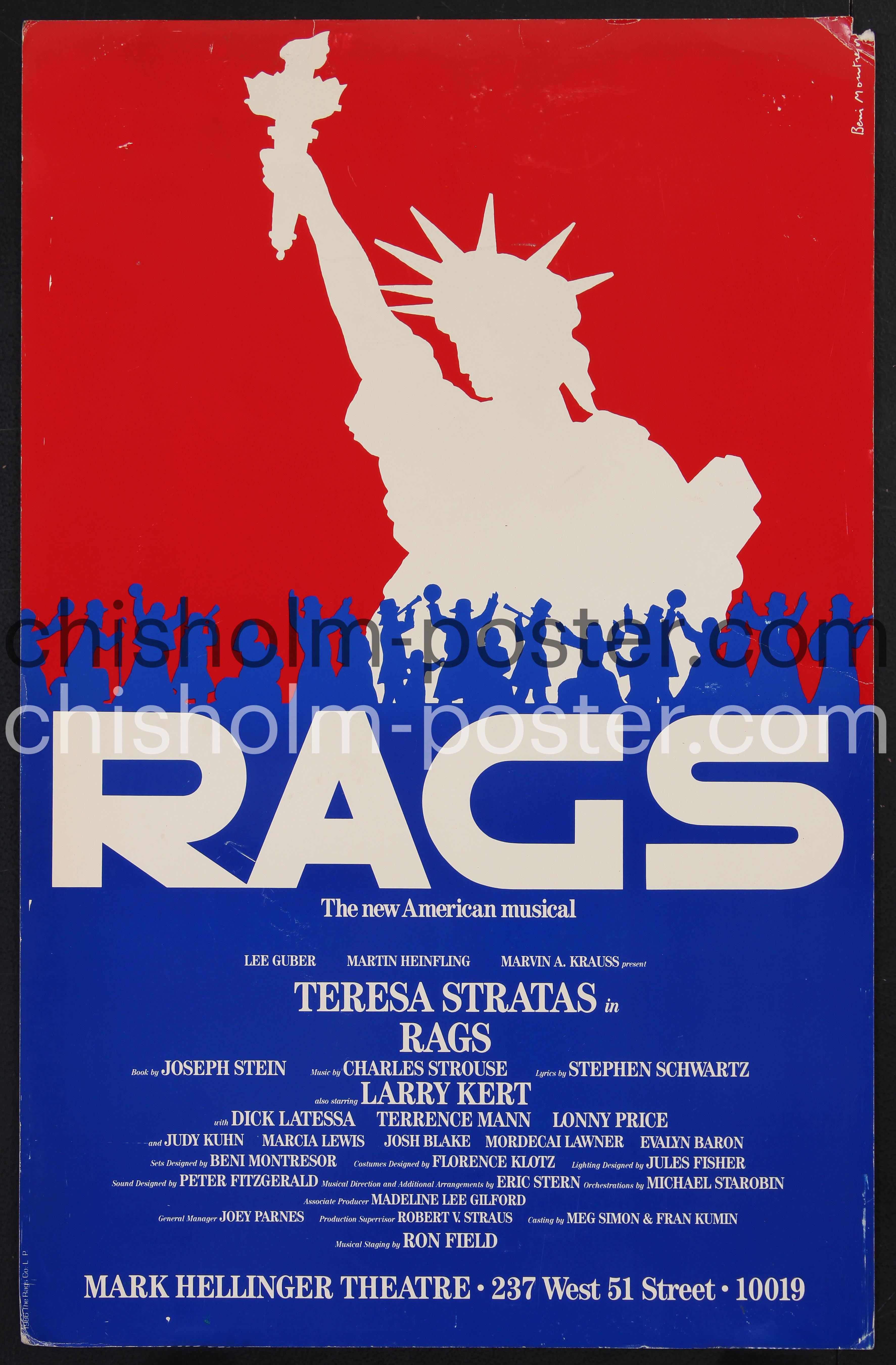 RAGS - Mark Hellinger Theatre NYC | Original Vintage Poster | Chisholm ...