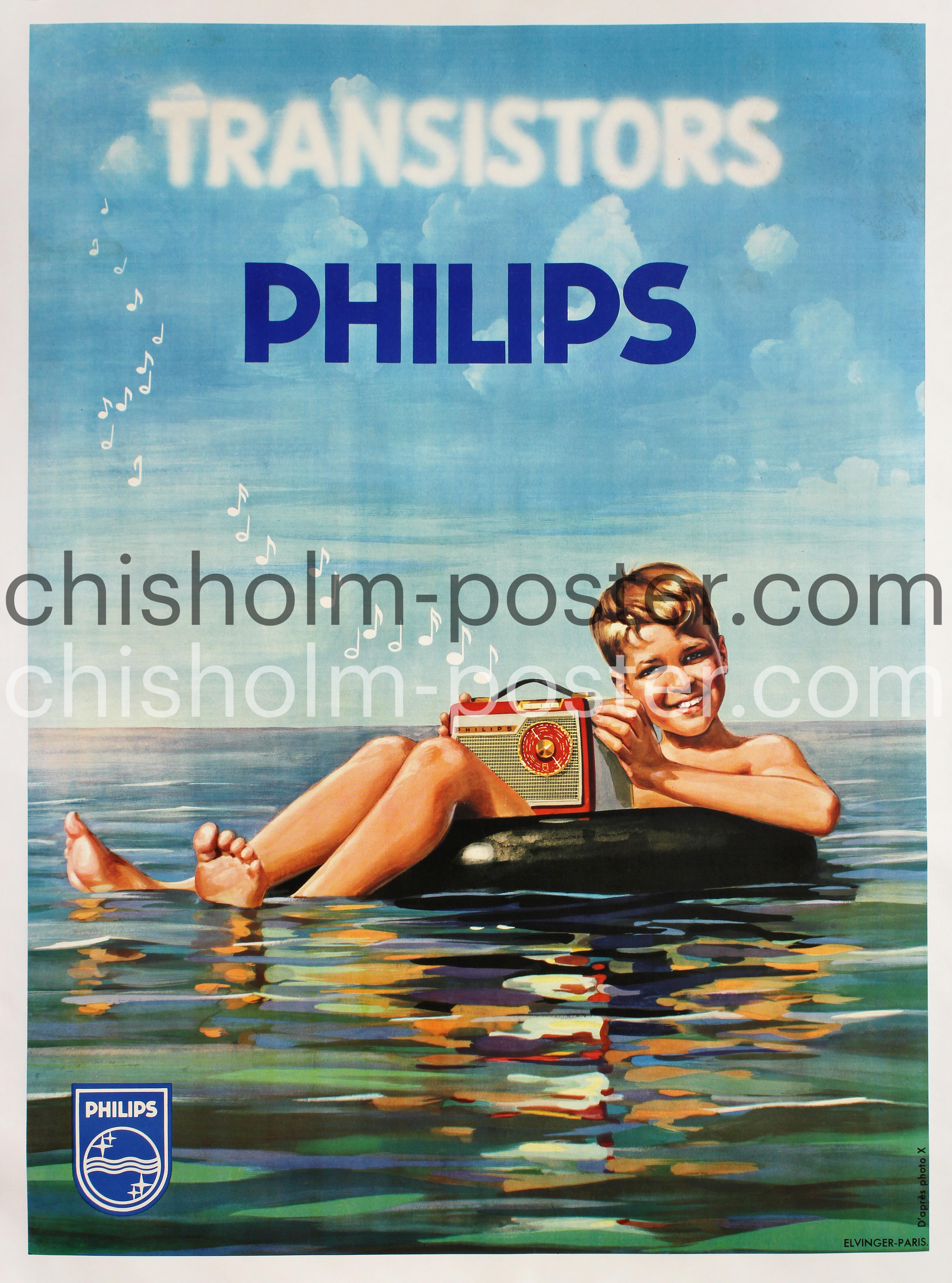 Philips - Transistors (Boy in Inner-tube Float) | Original Vintage Poster | Chisholm Larsson Gallery