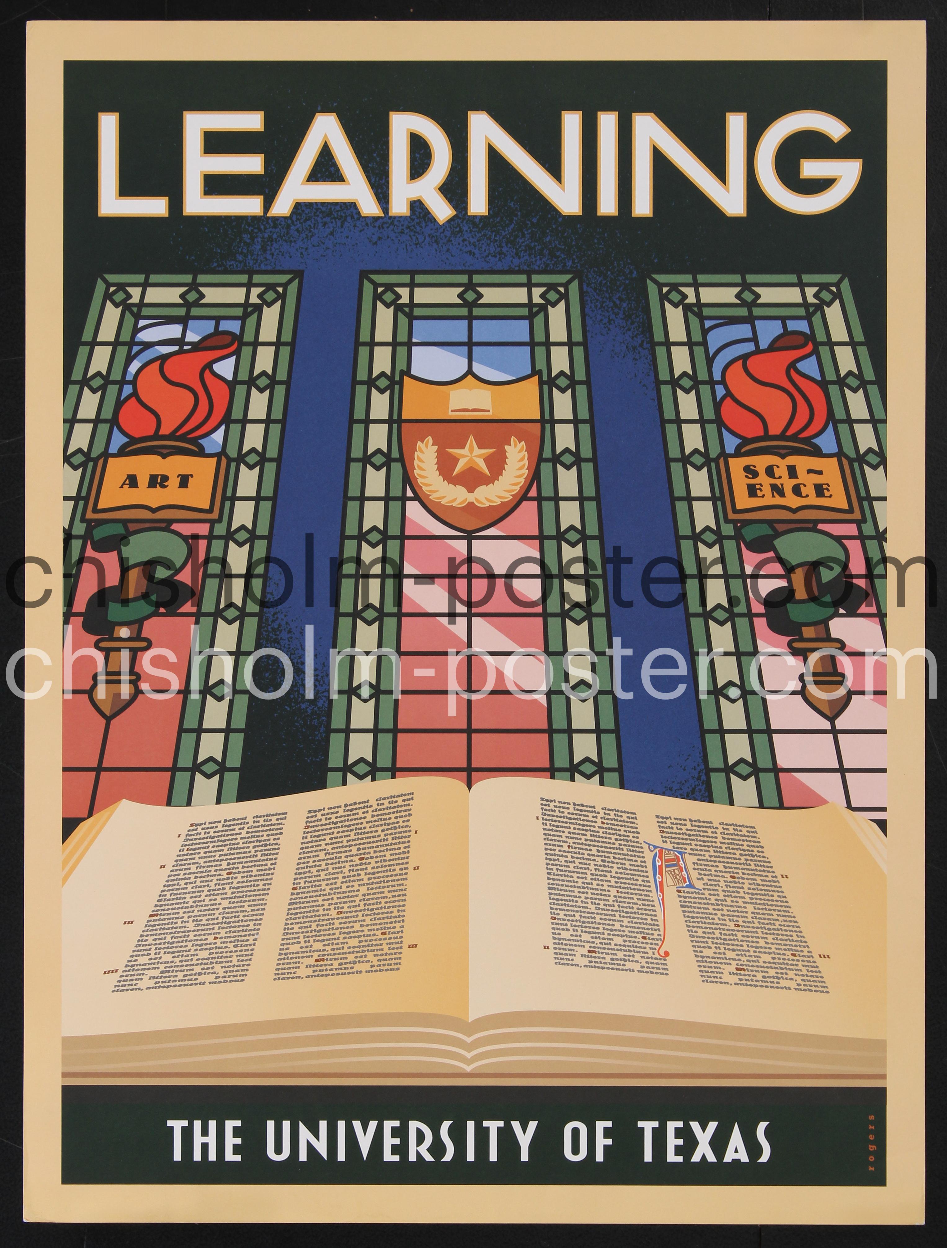 The University of Texas - Learning | Original Vintage Poster | Chisholm ...