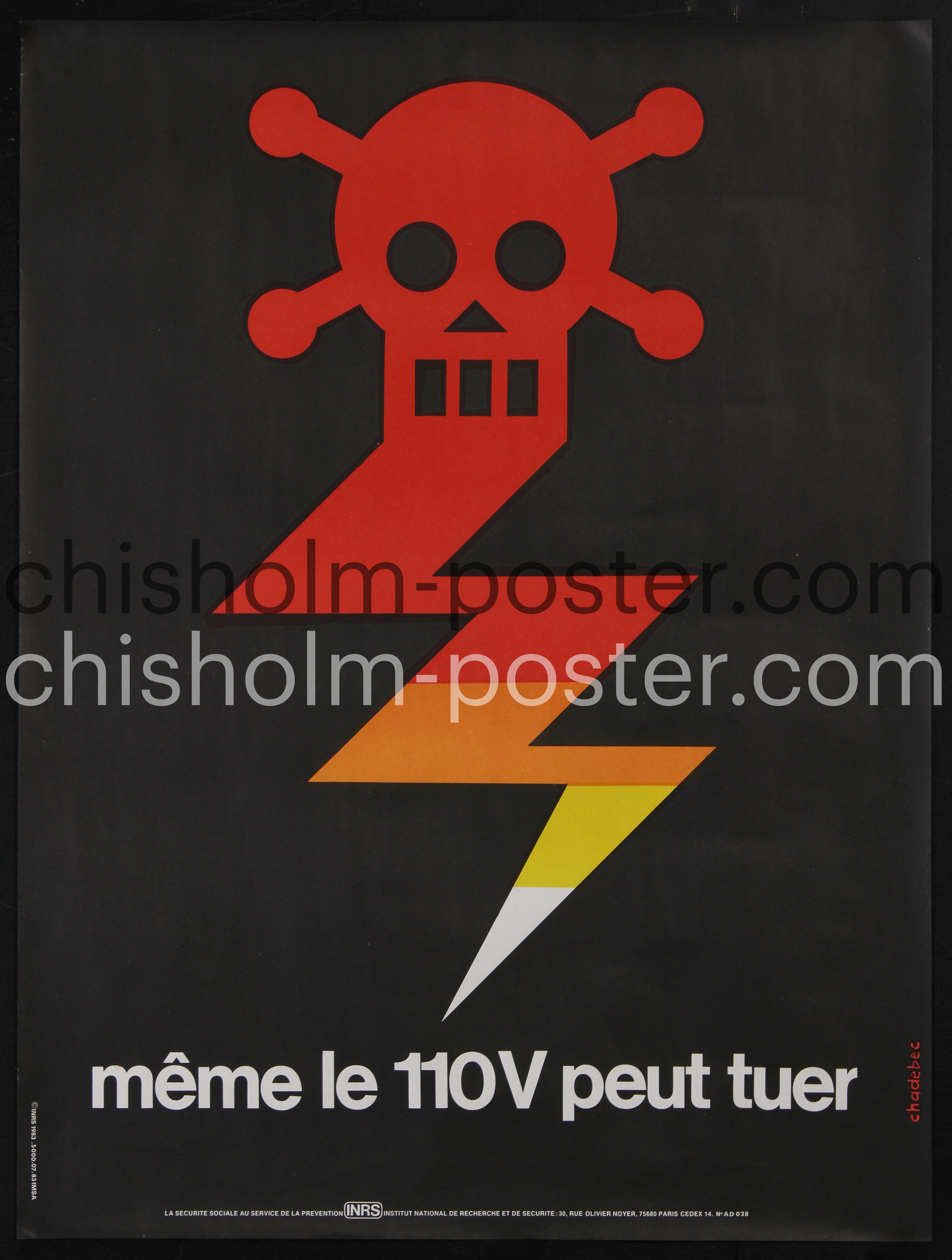 INRS - Meme Le 110v Peut Tuer (2) | Original Vintage Poster | Chisholm ...