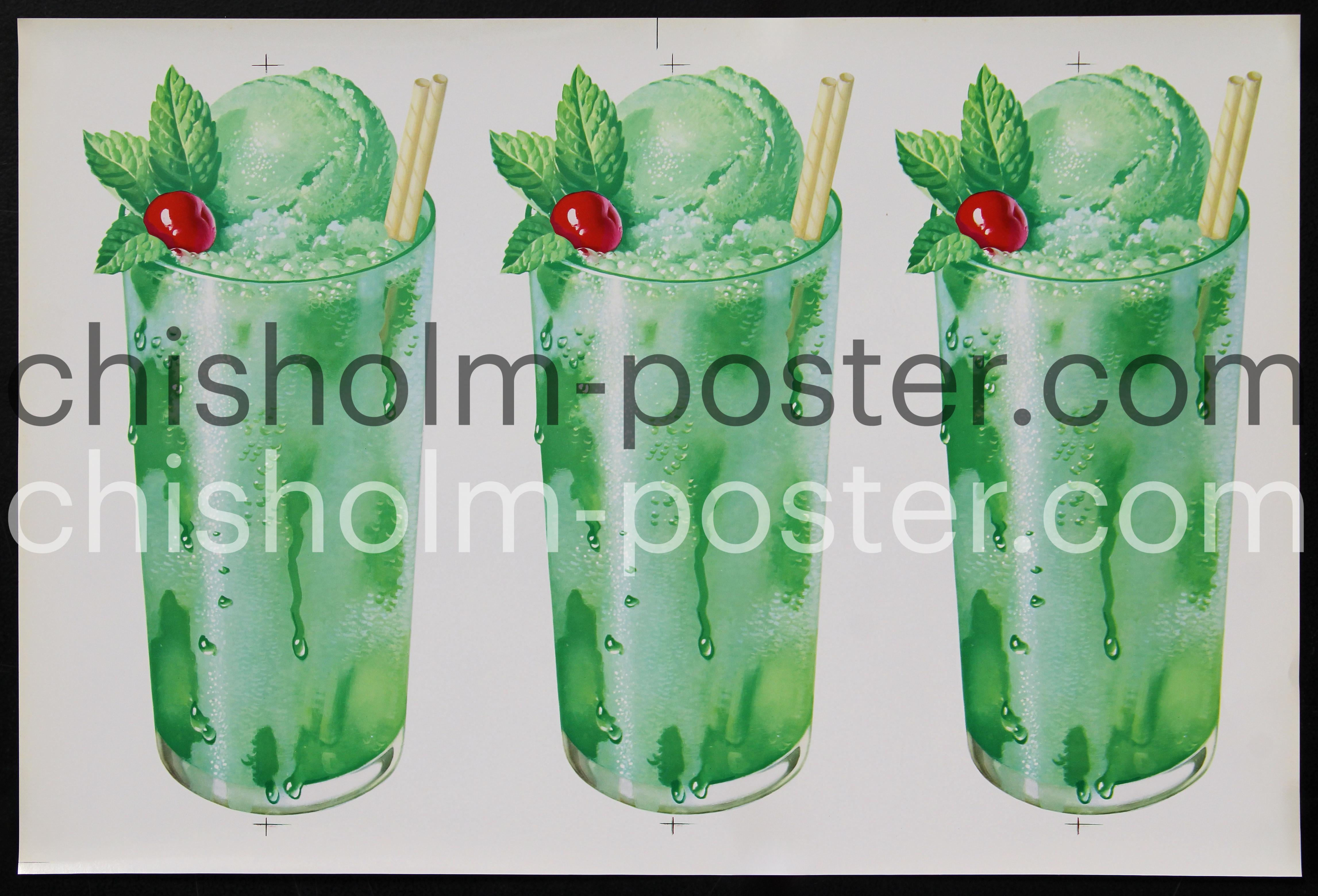 Three Mint Ice-Cream Floats (Uncut Die-Cut) | Original Vintage Poster ...