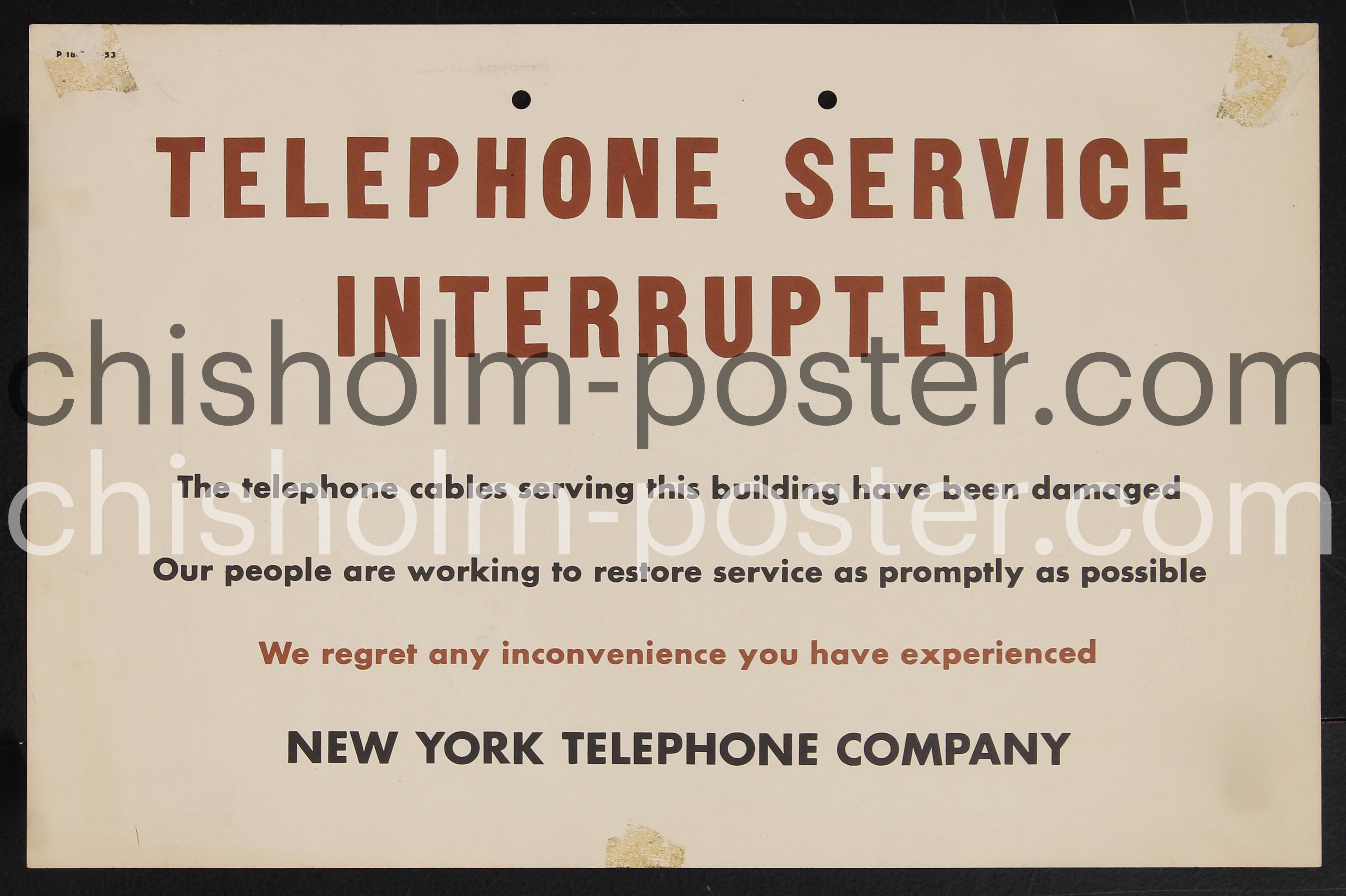 Telephone Service Interrupted | Original Vintage Poster | Chisholm ...
