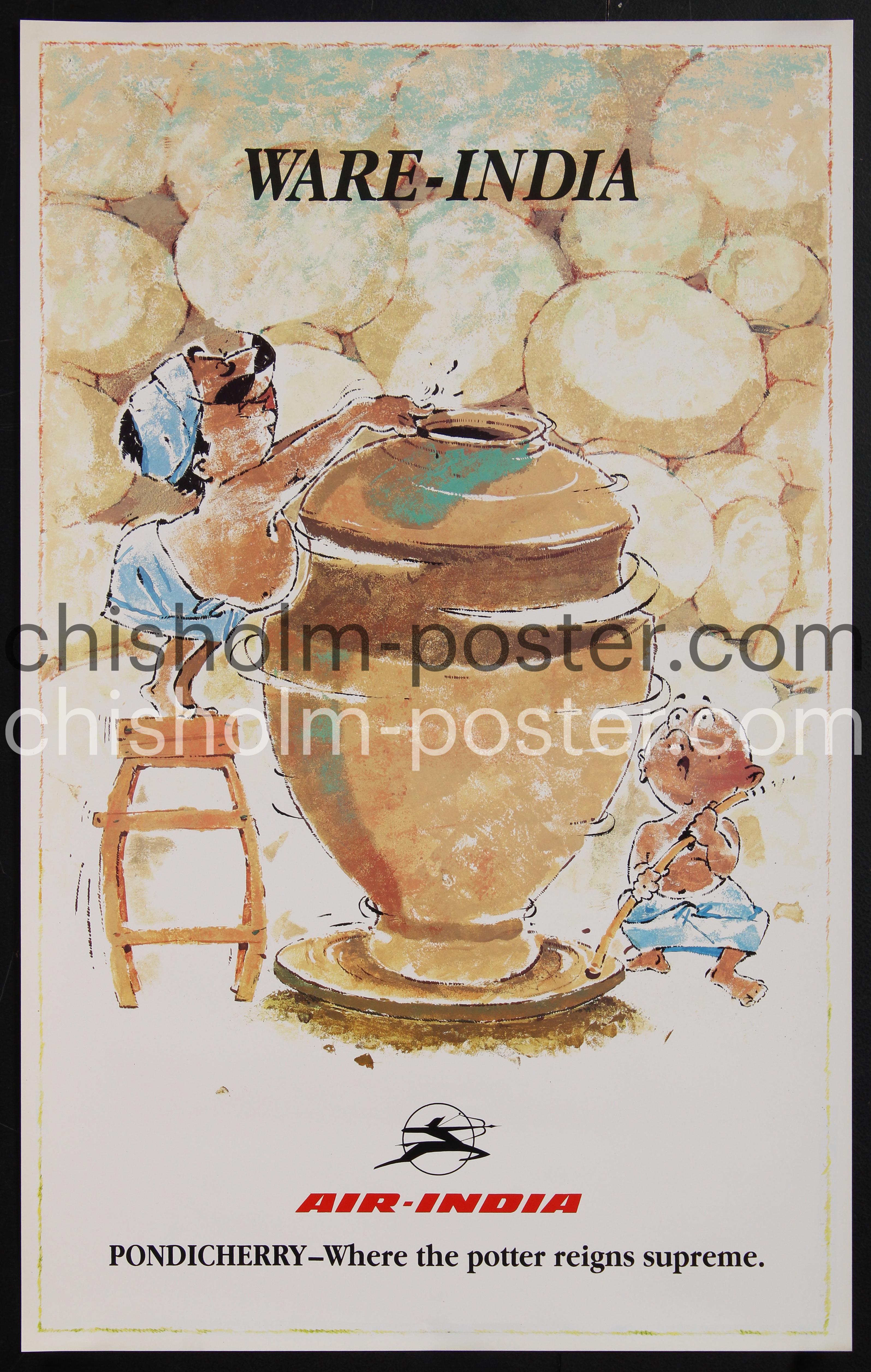 Air India - WARE-INDIA - Pondicherry | Original Vintage Poster ...