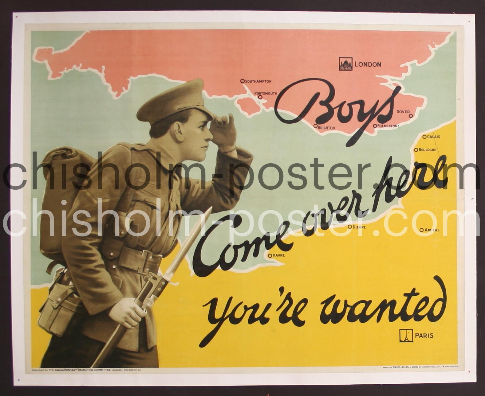 Boys Come Over Here, You're Wanted | Original Vintage Poster | Chisholm ...