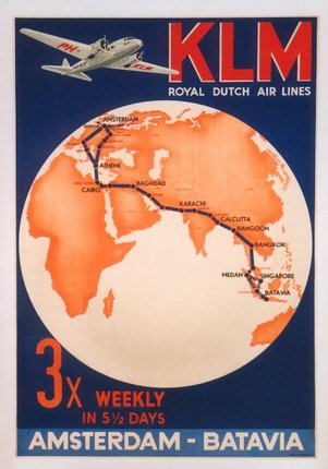 KLM, Amsterdam - Batavia | Original Vintage Poster | Chisholm Larsson ...