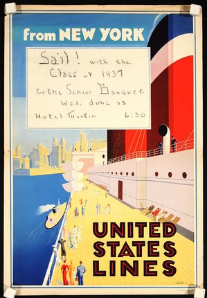 from New York - United States Lines | Original Vintage Poster ...