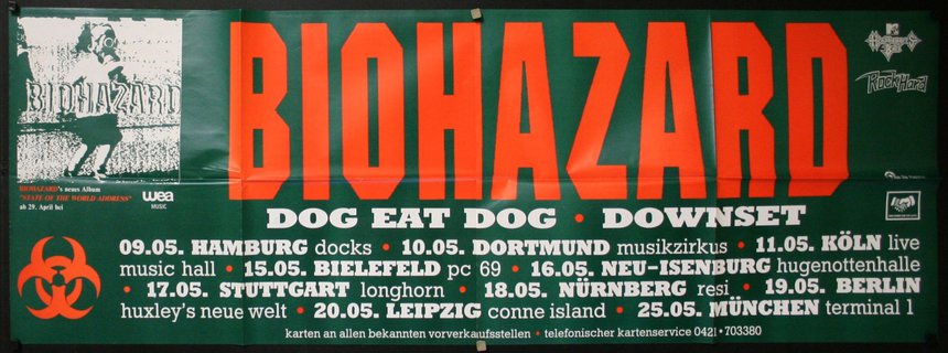 Biohazard with Dog Eat Dog and Downset | Original Vintage Poster ...