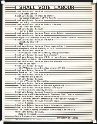 I Shall Vote Labour - Poem by Christopher Logue | Original Vintage ...