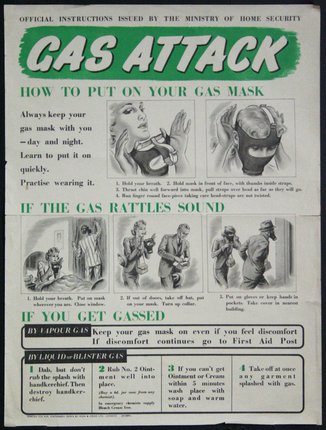 Gas Attack - Official Instructions | Original Vintage Poster | Chisholm ...
