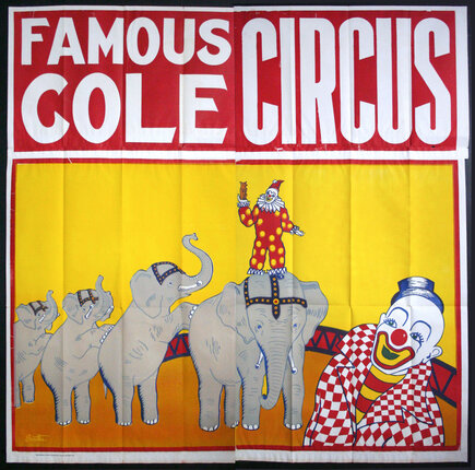 Famous Cole Circus - Clowns & Elephants | Original Vintage Poster ...
