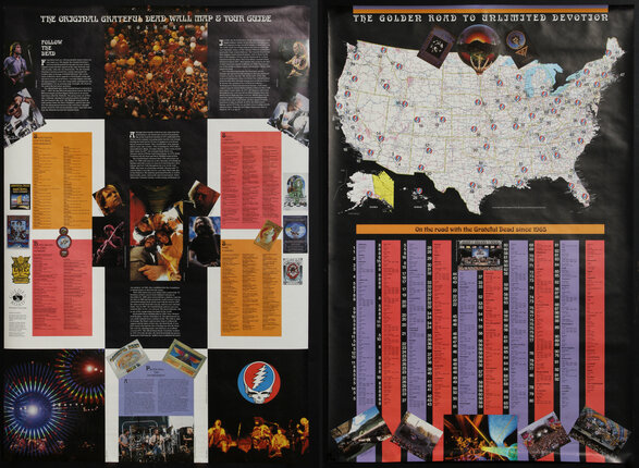 The Grateful Dead Dead Wall Map & Tour Guide / The Golden Road to Unlimited Devotion | Original ...